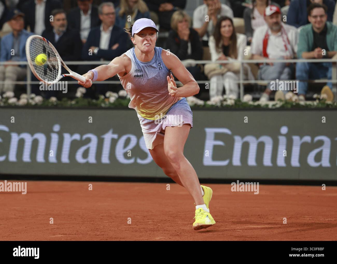 Polish tennis player Iga Swiatek in action at the French Open 2025 ...