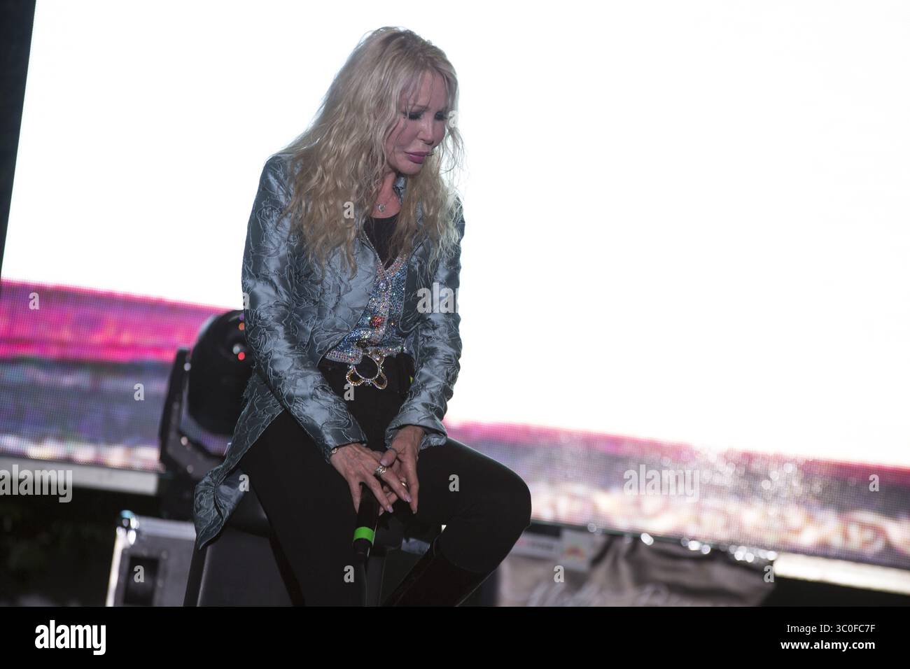 Italian singer Ivana Spagna sings during a concert at Ospitaletto ...
