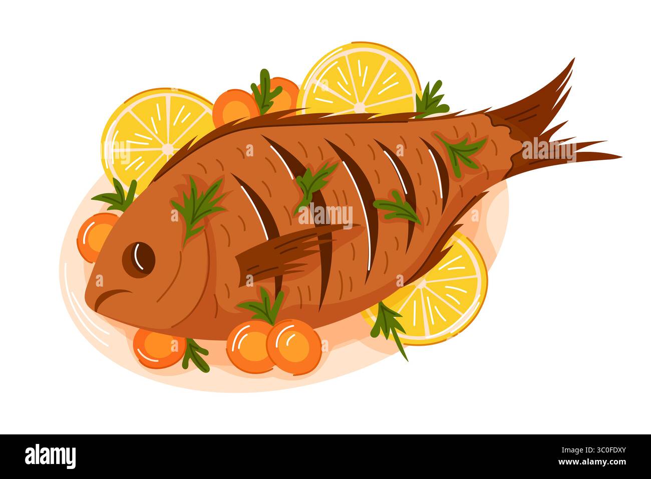 Fresh fish served on Stock Vector Images - Alamy