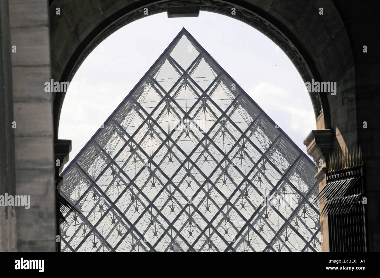 Glass pyramid of the Louvre, modern architectural landmark with a ...