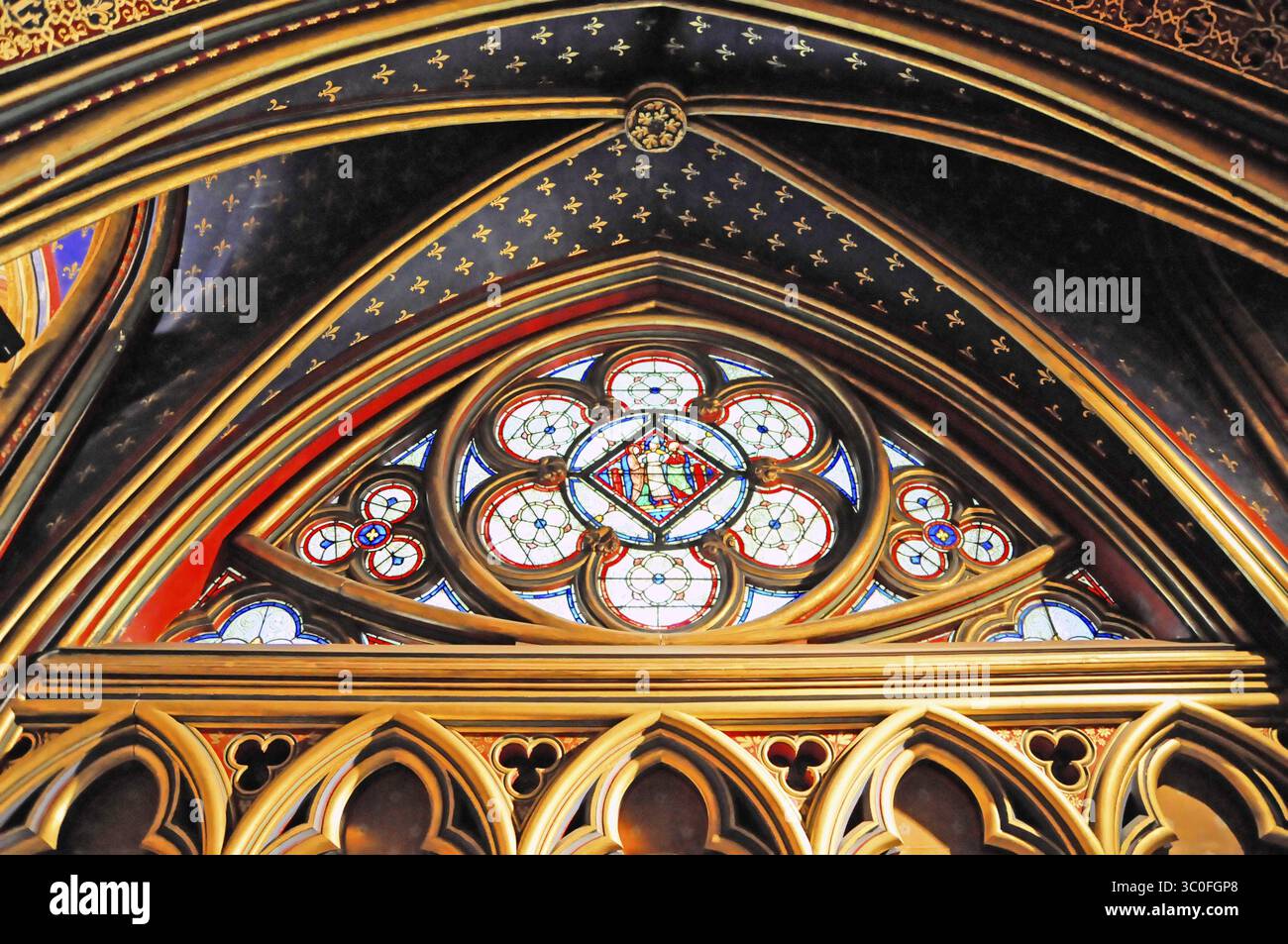 Cainte-Chapelle, High Gothic, Interior view of the upper chapel, Paris ...