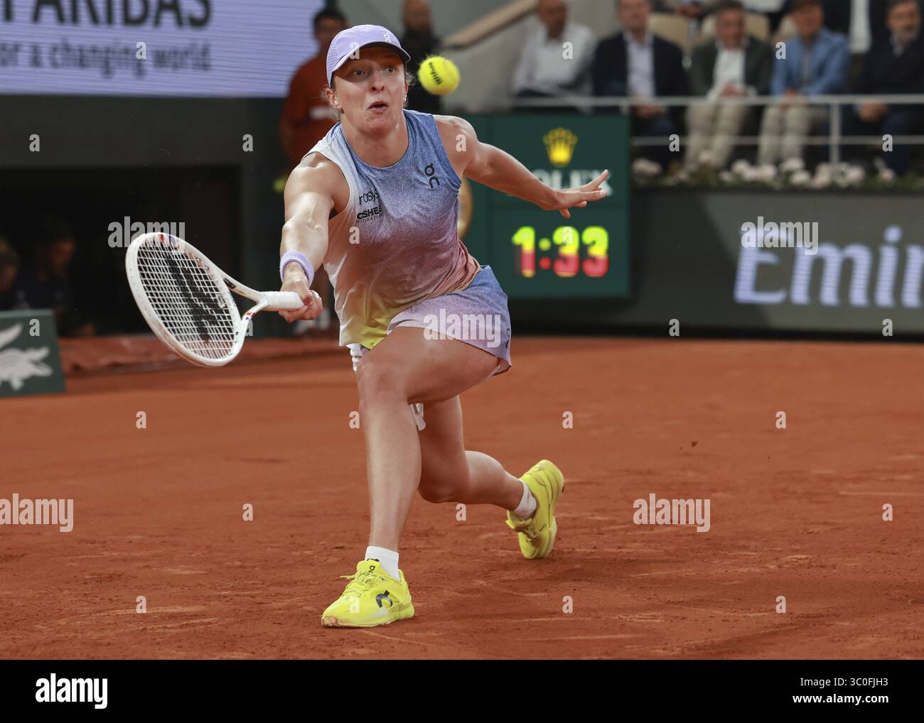 Polish tennis player Iga Swiatek in action at the French Open 2025 ...
