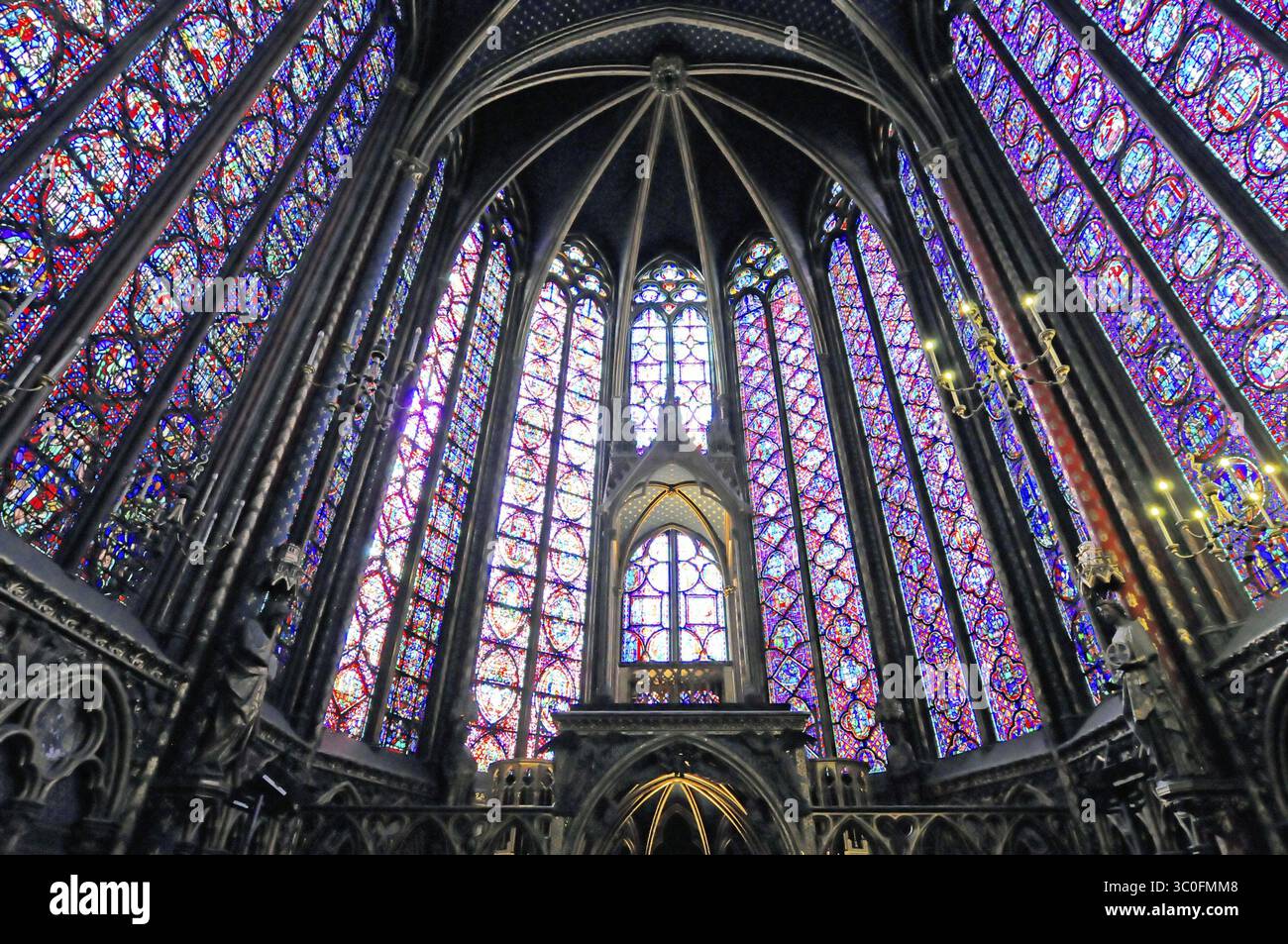 Cainte-Chapelle, High Gothic, Interior view of the upper chapel, Paris ...
