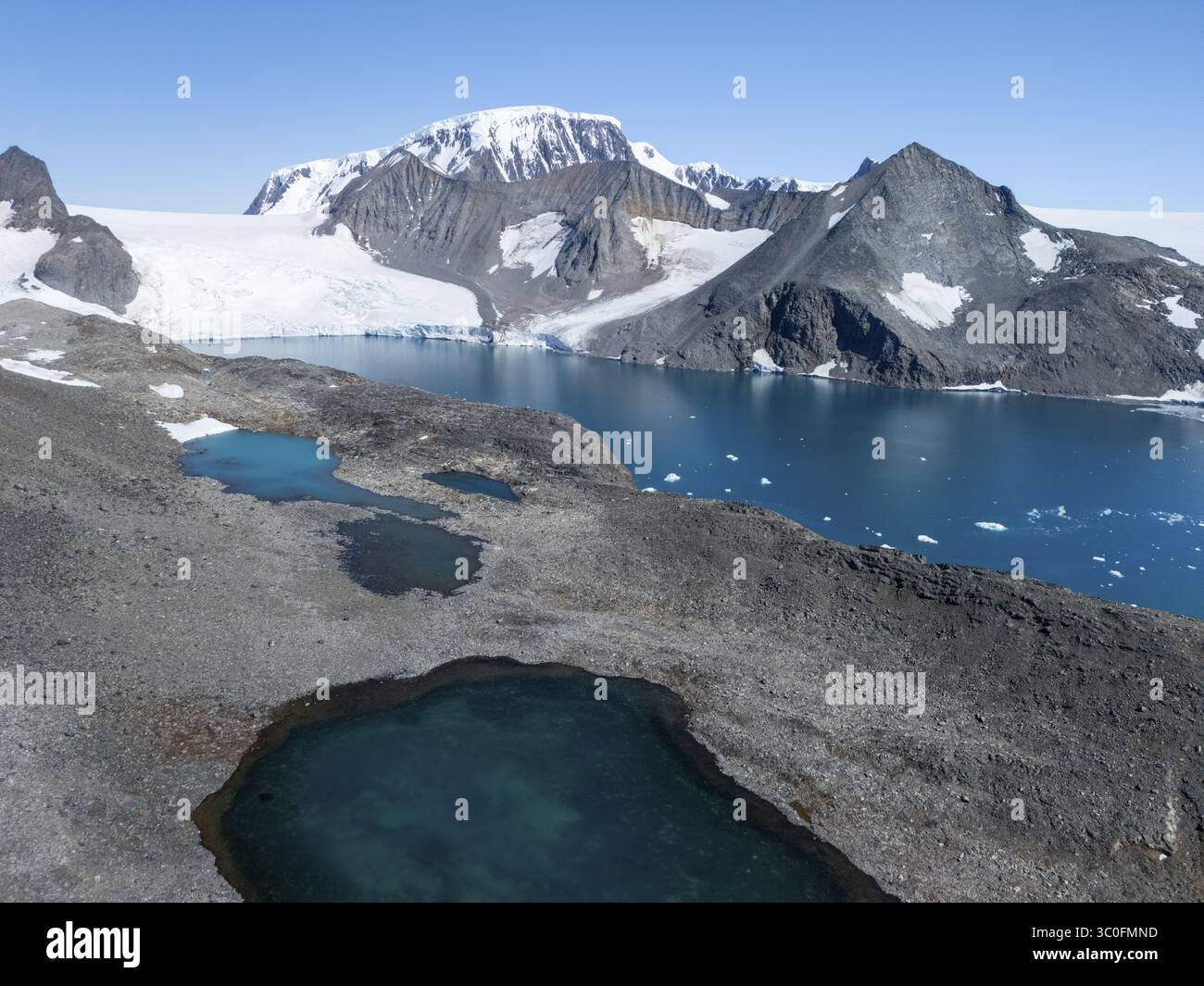 Aerial view of turquoise waters nestled amidst the rugged, rocky ...