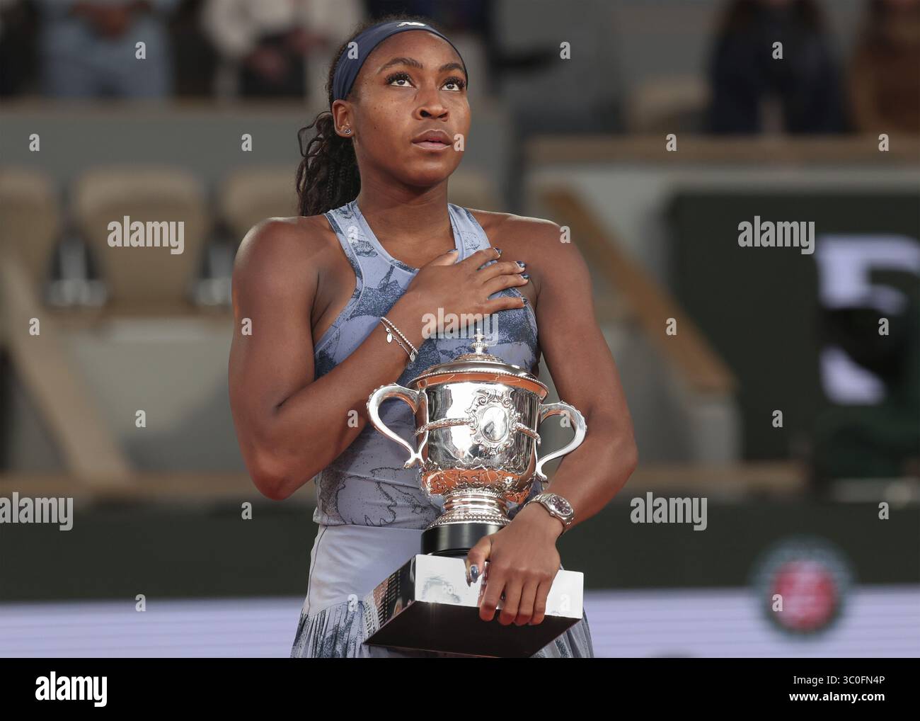French Open 2025 winner Coco Gauff (USA) with the Coupe Suzanne Lenglen ...