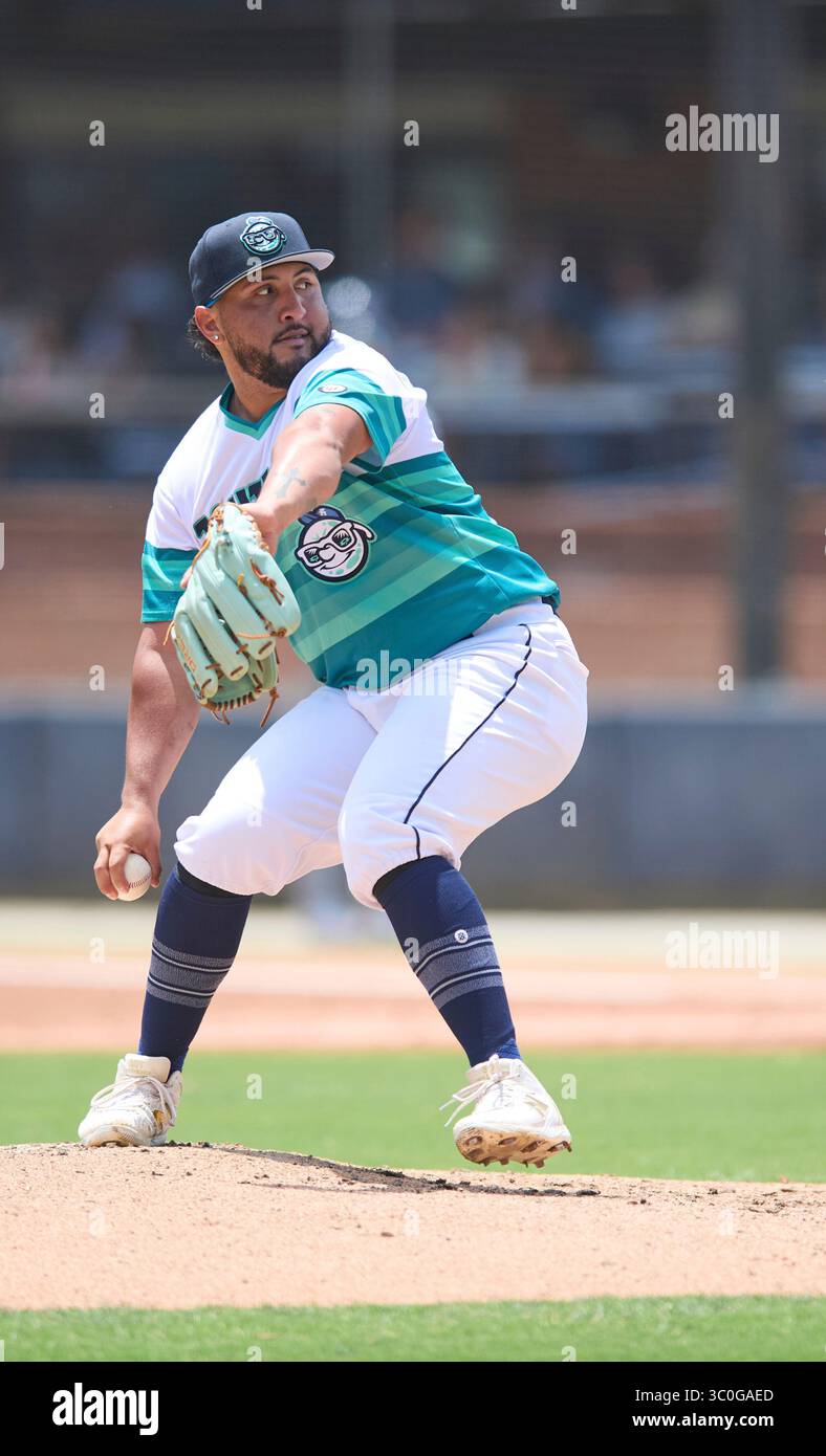 Asheville Tourists starting pitcher Jean Pinto (16) delivers a pitch during a game against the ...