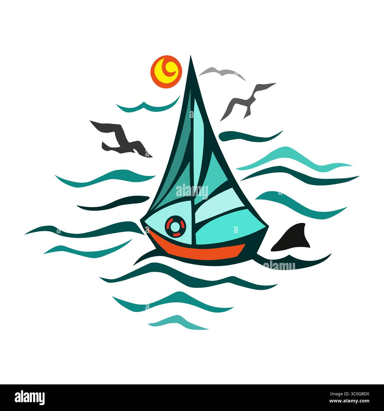Boat logo design illustration vector template Stock Vector Image & Art ...