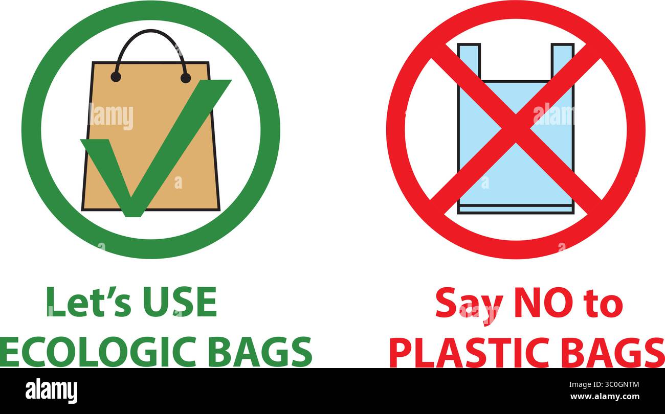 Stop using plastic bags Stock Vector Images - Alamy