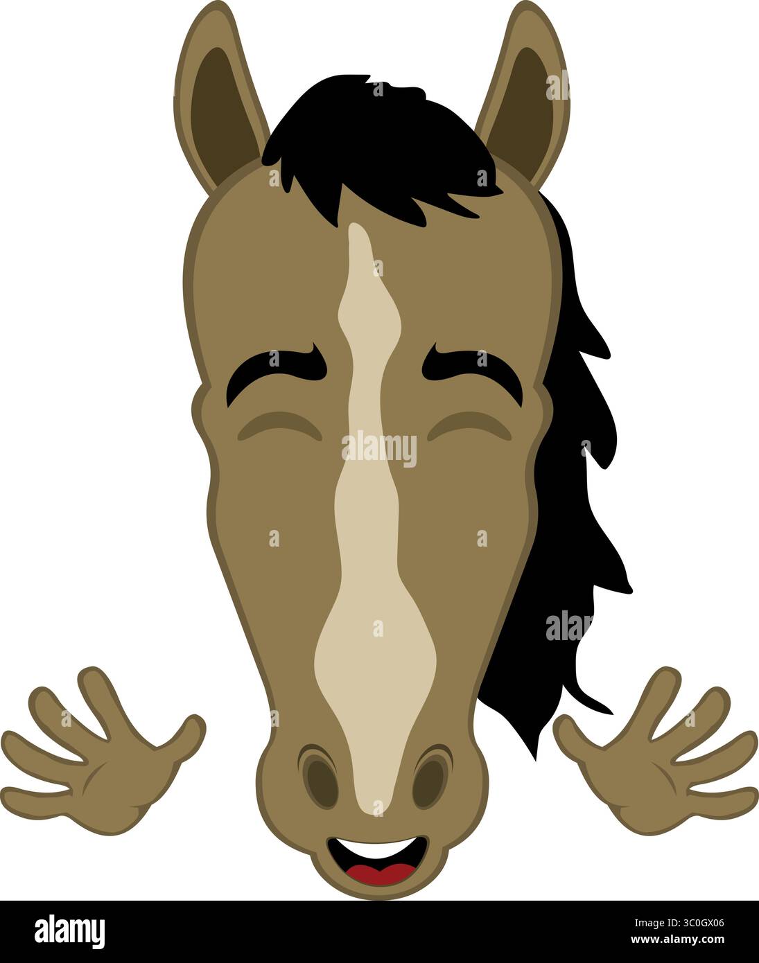 vector illustration character face horse cartoon, with waving hands ...