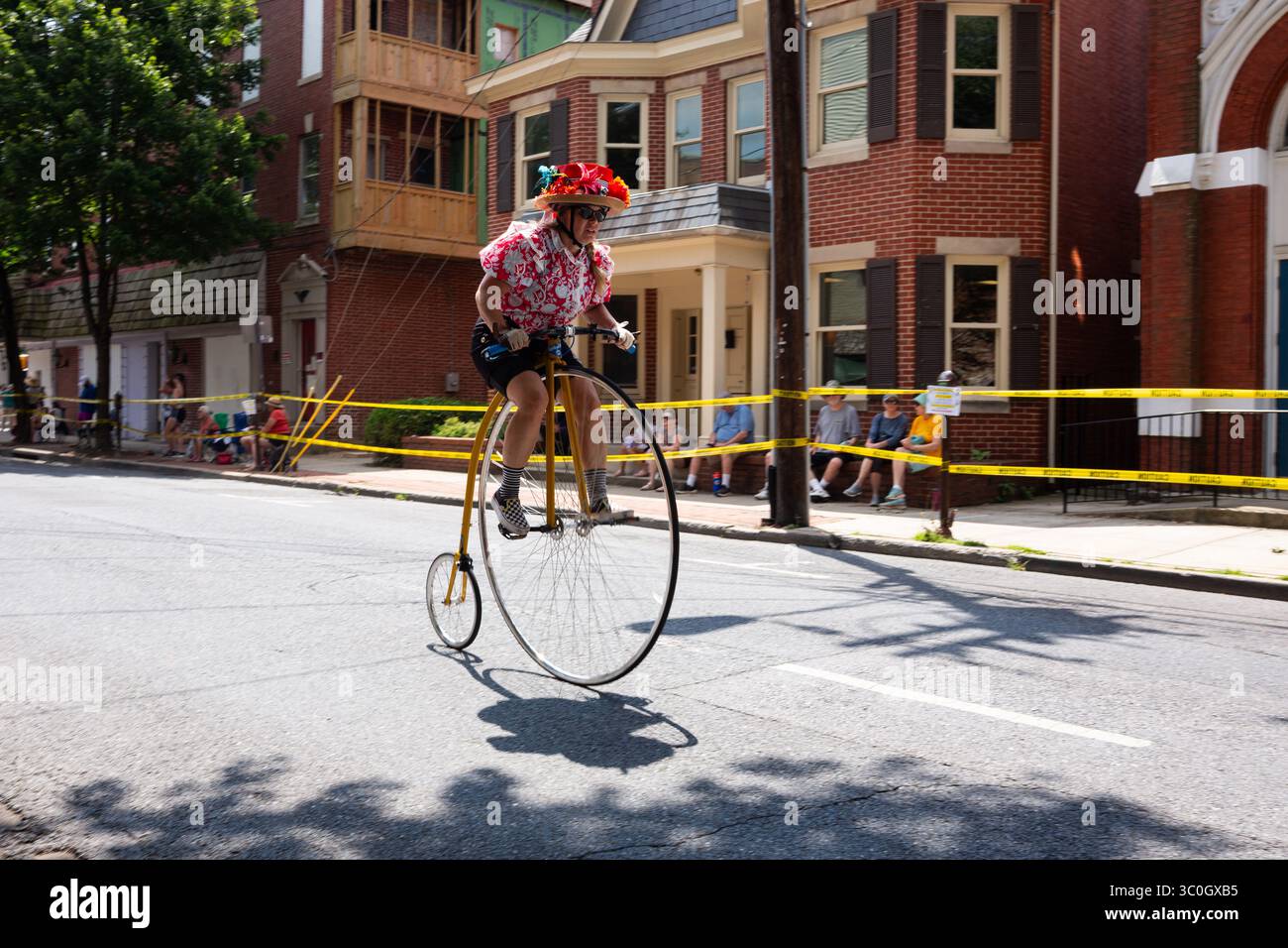 FREDERICK, MARYLAND, USA – JULY 12, 2025: Cyclists prepare for the ...