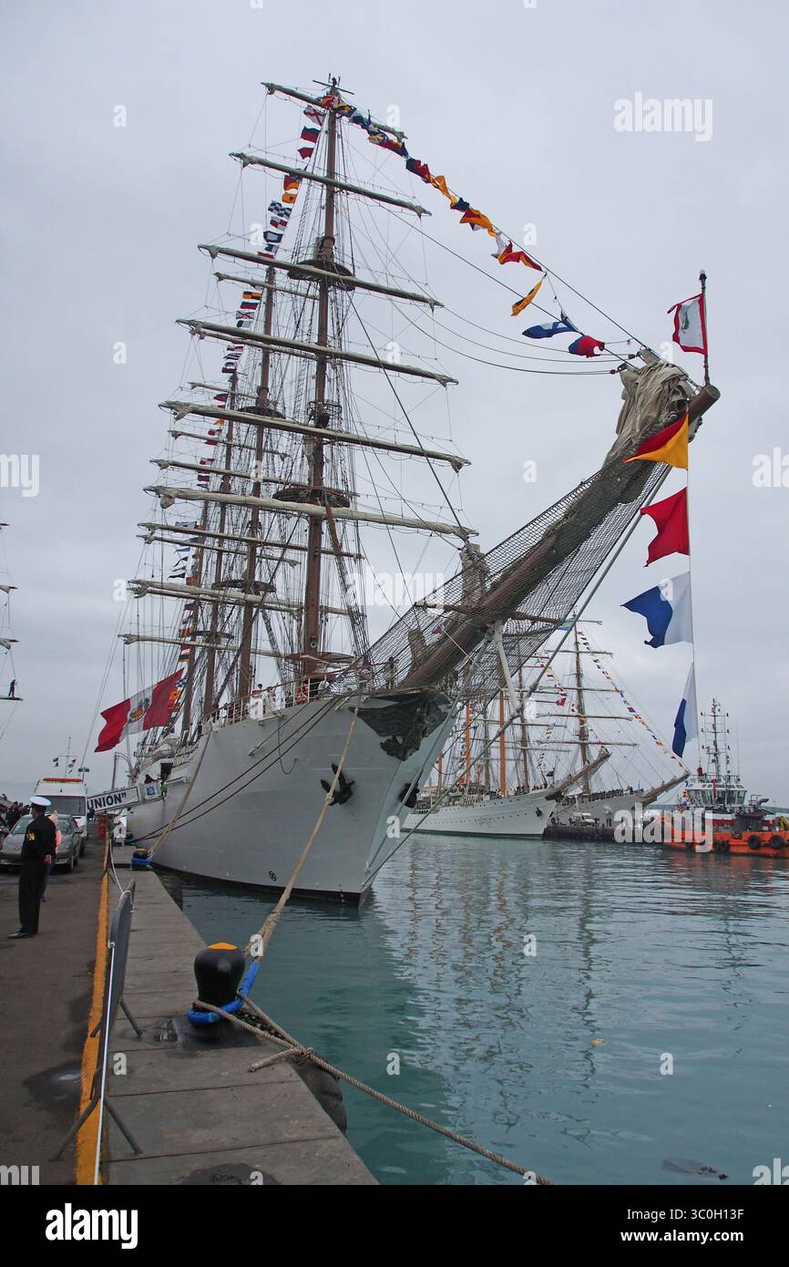 June 20, 2018 - Callao, Lima, Peru - Bow view of the BAP Union sailing ship from Peru moored to ...
