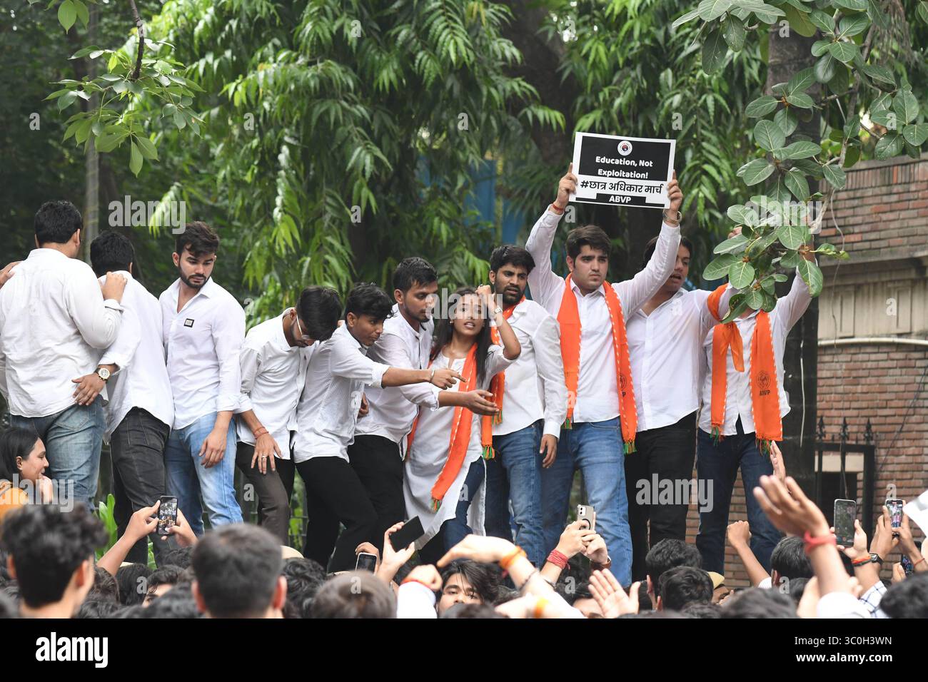 NEW DELHI, INDIA - JULY 21: ABVP members take out a Student Rights March at the Arts Faculty in ...