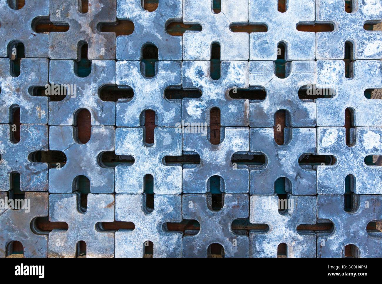 Galvanized metal plates for securing cargo on the deck of a cargo ship ...