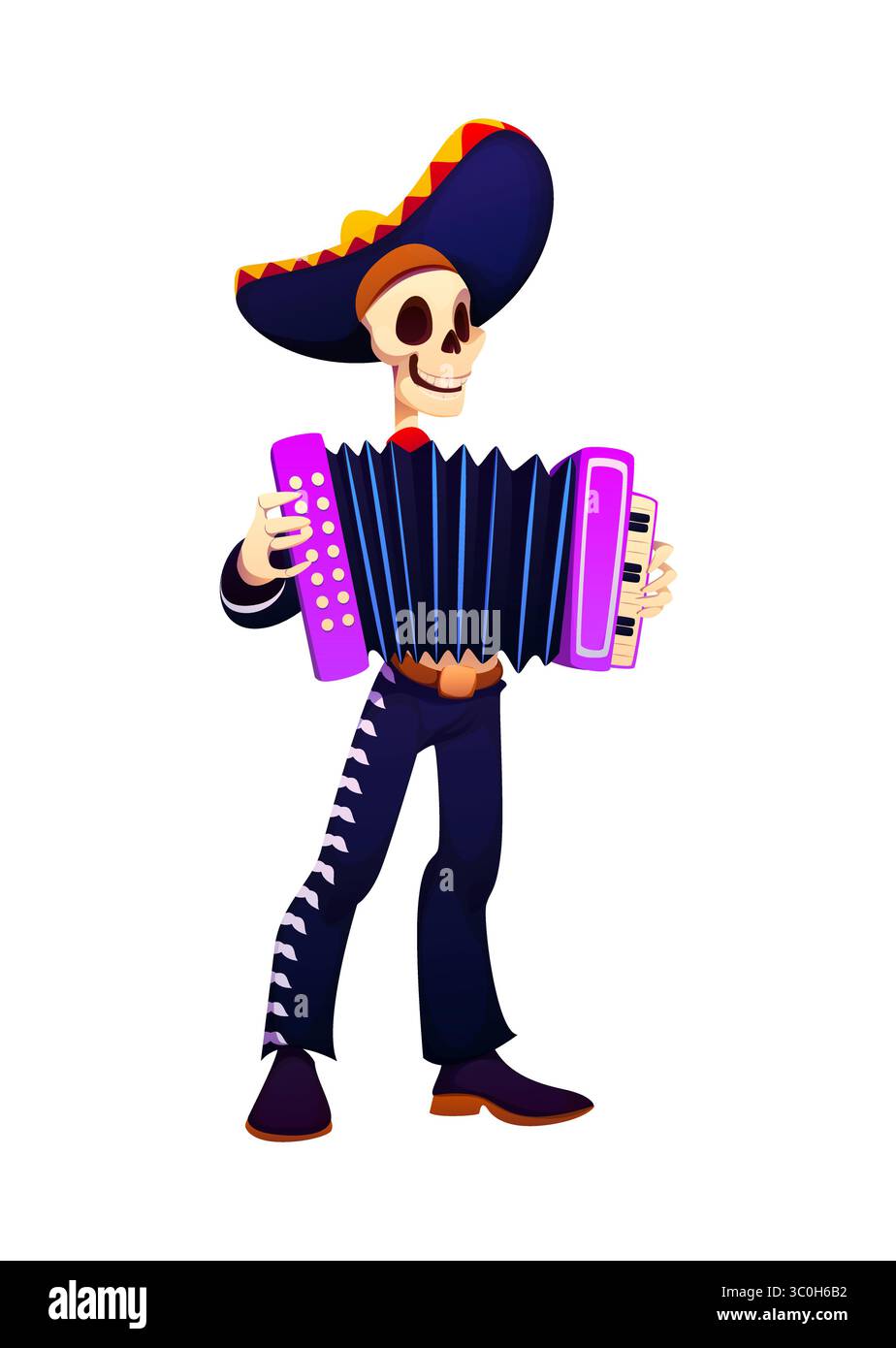 Cheerful Day of the dead skeleton mariachi musician holiday character ...