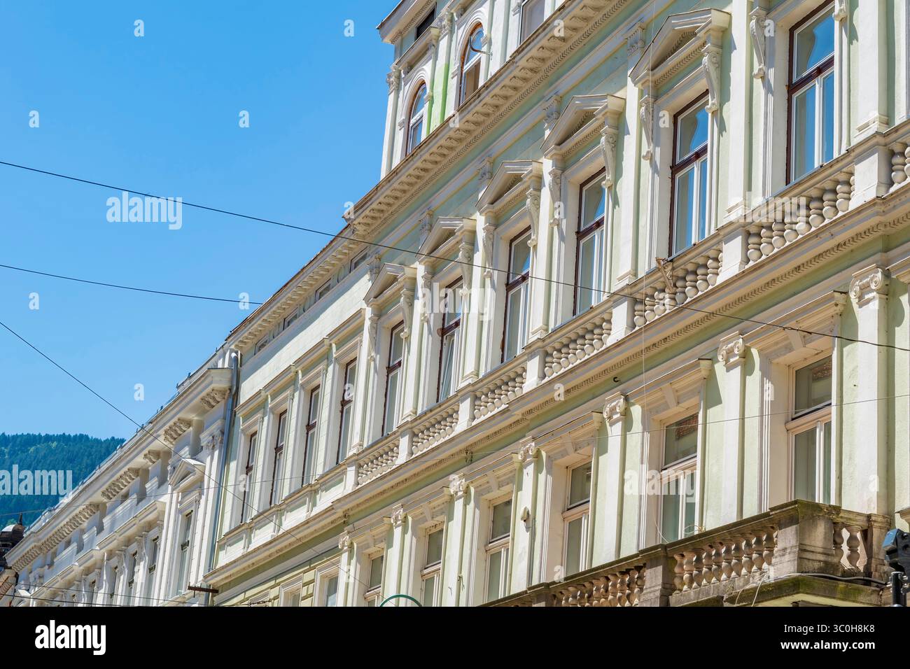 Facades of Bosnian houses in central Sarajevo, Bosnia-Herzegovina Stock ...