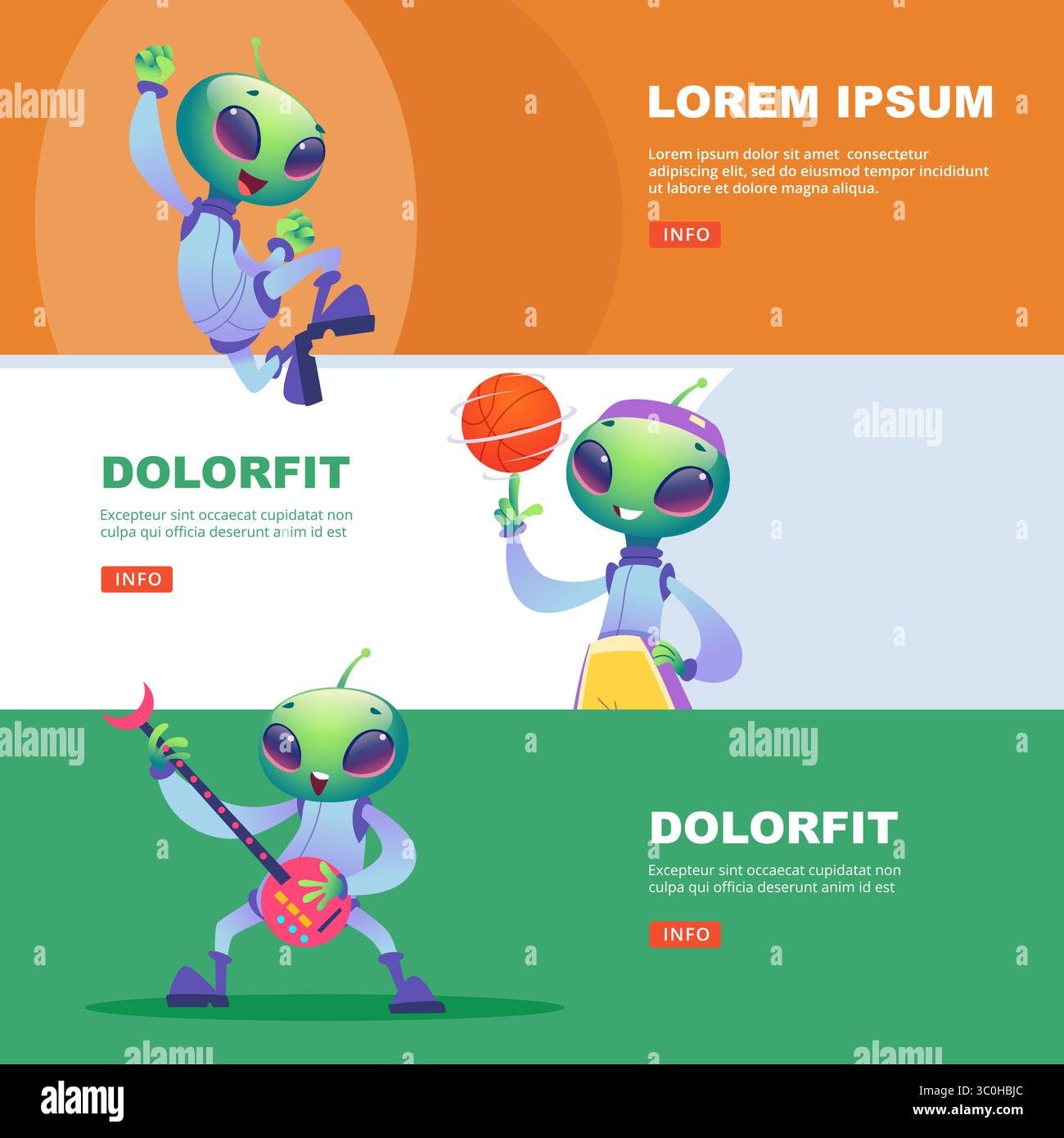 Alien. horizontal banners with stranger space character UFO Stock ...