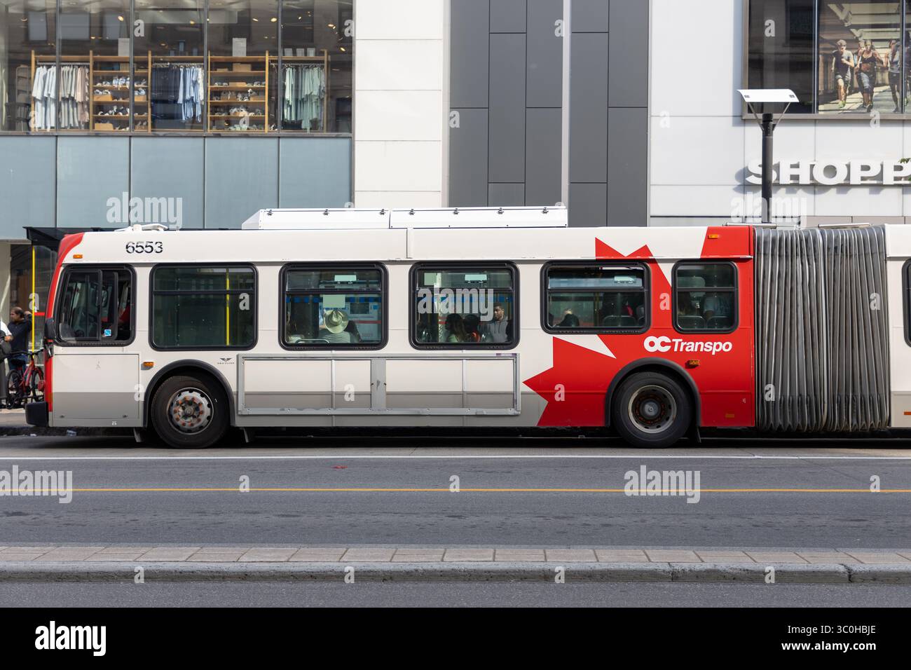 Ottawa, Canada - June 13, 2025: Public bus on road in downtown of ...
