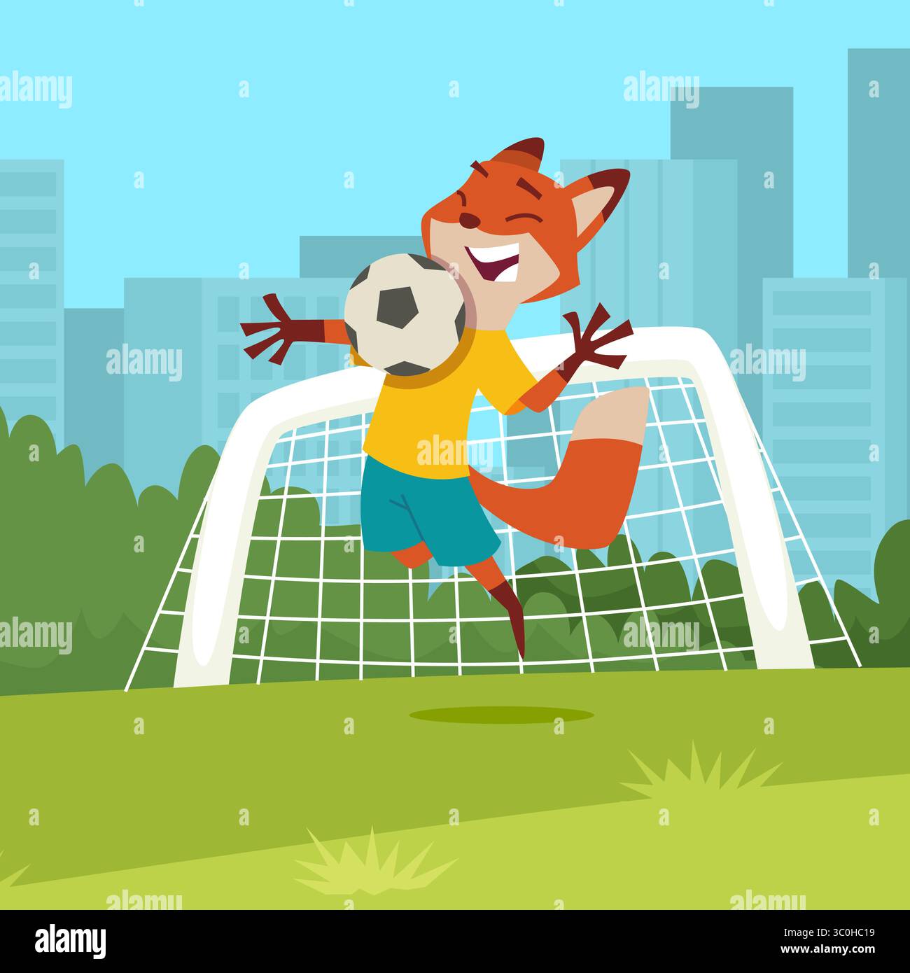 Soccer. animal fox jumping with football Stock Vector Image & Art - Alamy