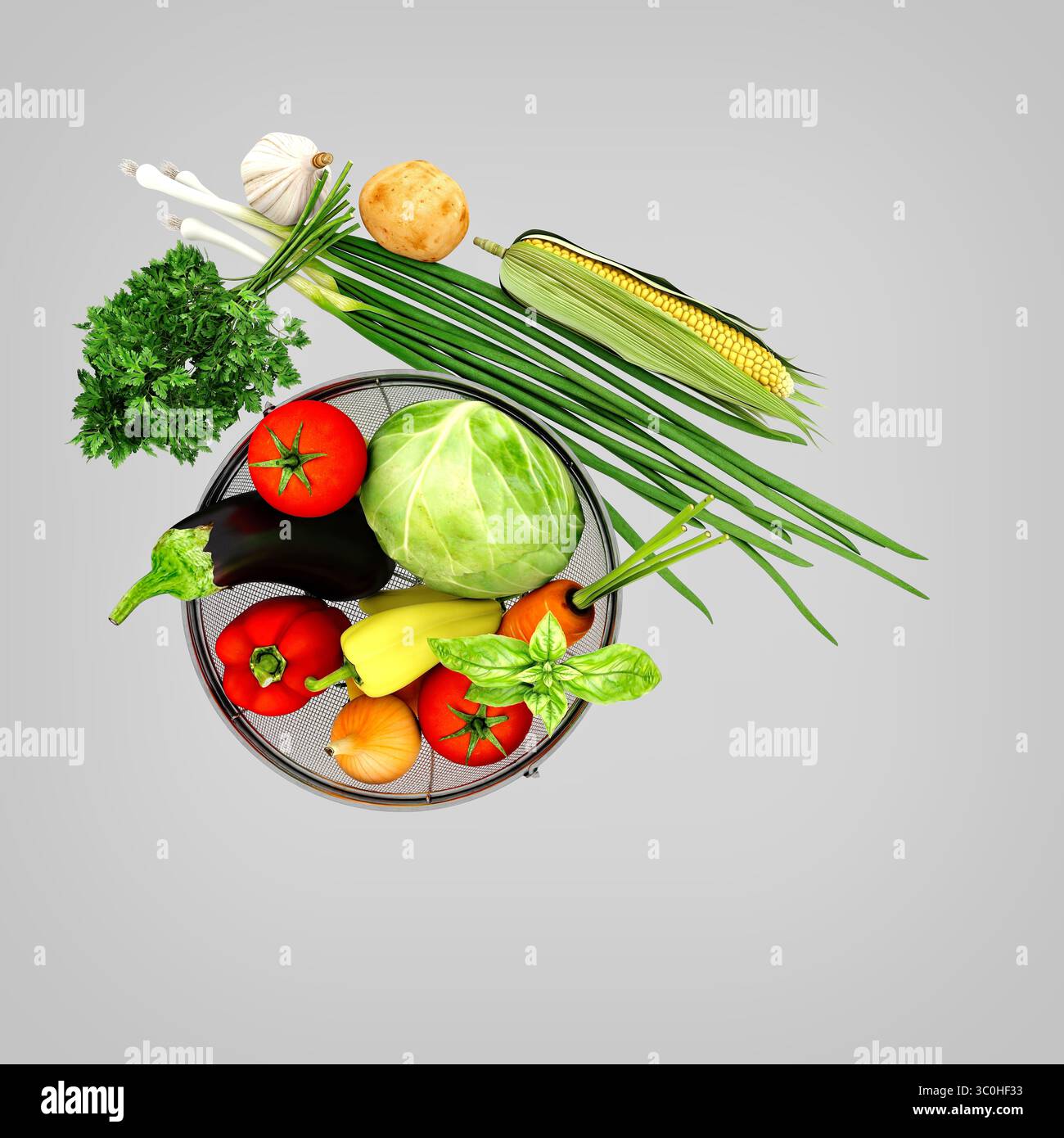 3d render food vegetables Stock Photo - Alamy