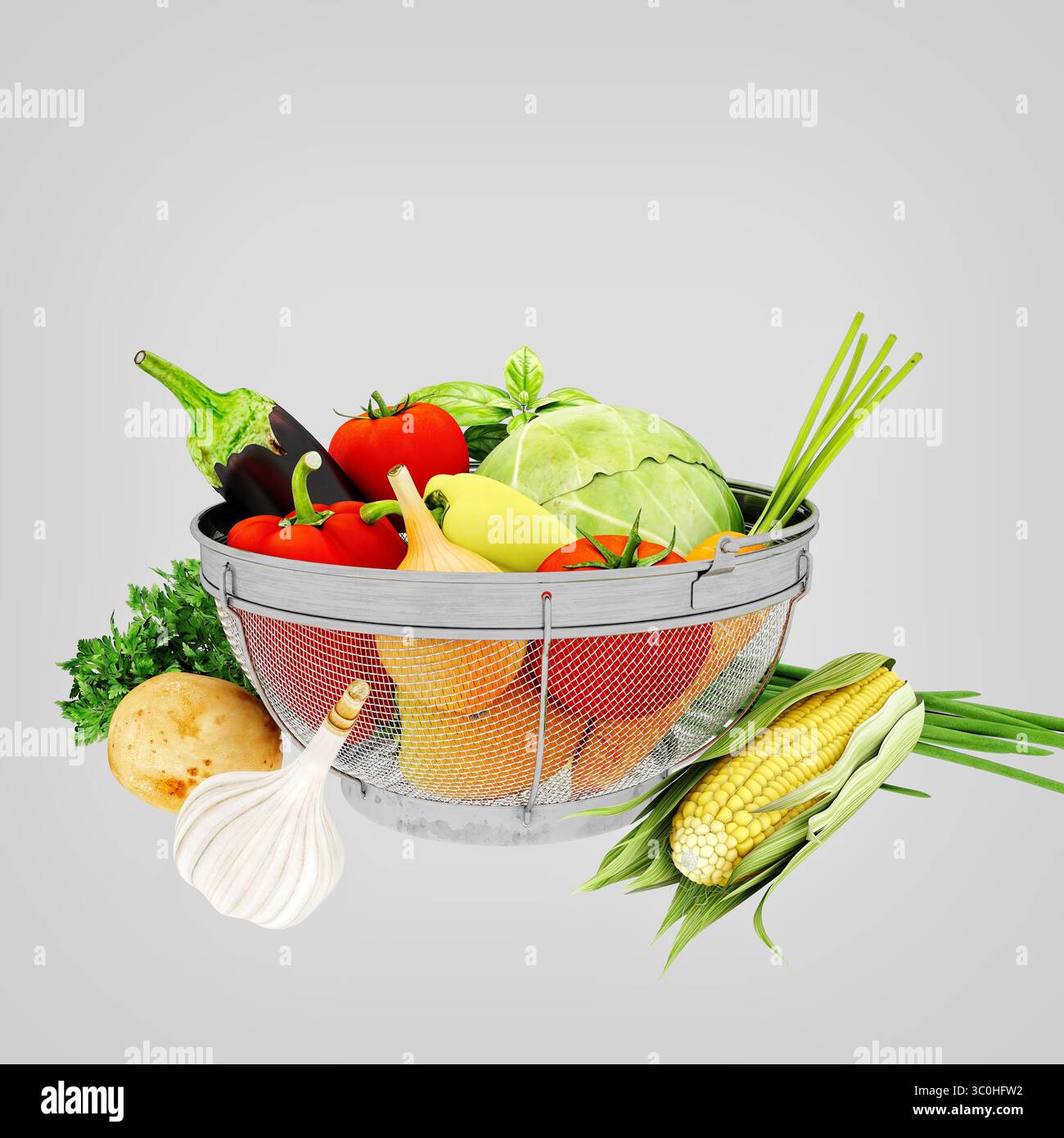 3d render food vegetables Stock Photo - Alamy
