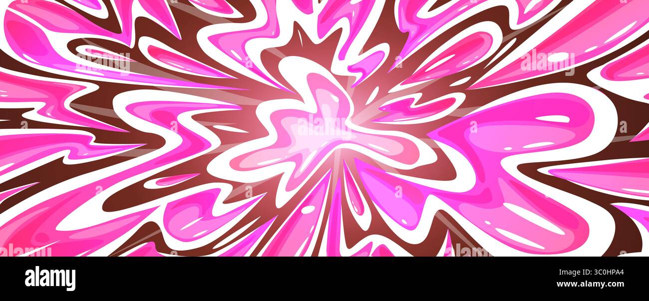 Expression bubble gum explosion. Neon vibrant pink splash, cartoon ...