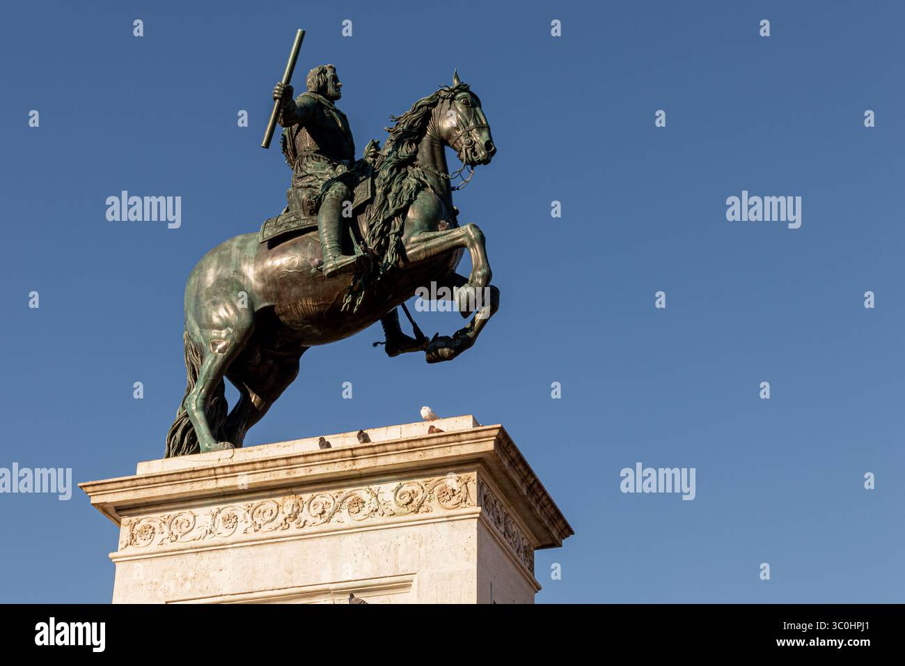 Madrid, Spain. Equestrian statue of King Philip IV in Plaza de Oriente ...