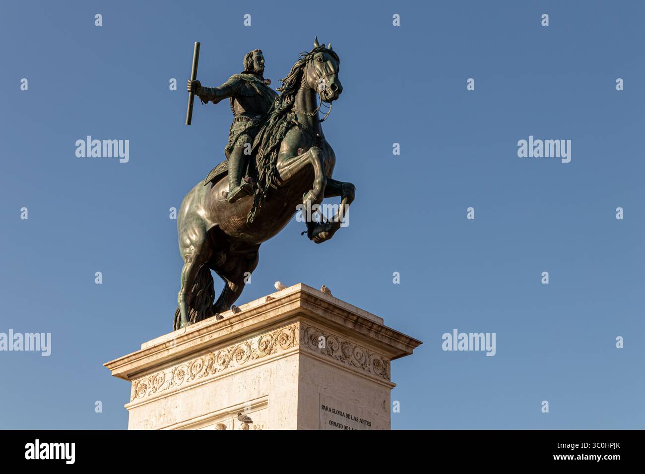 Madrid, Spain. Equestrian statue of King Philip IV in Plaza de Oriente ...