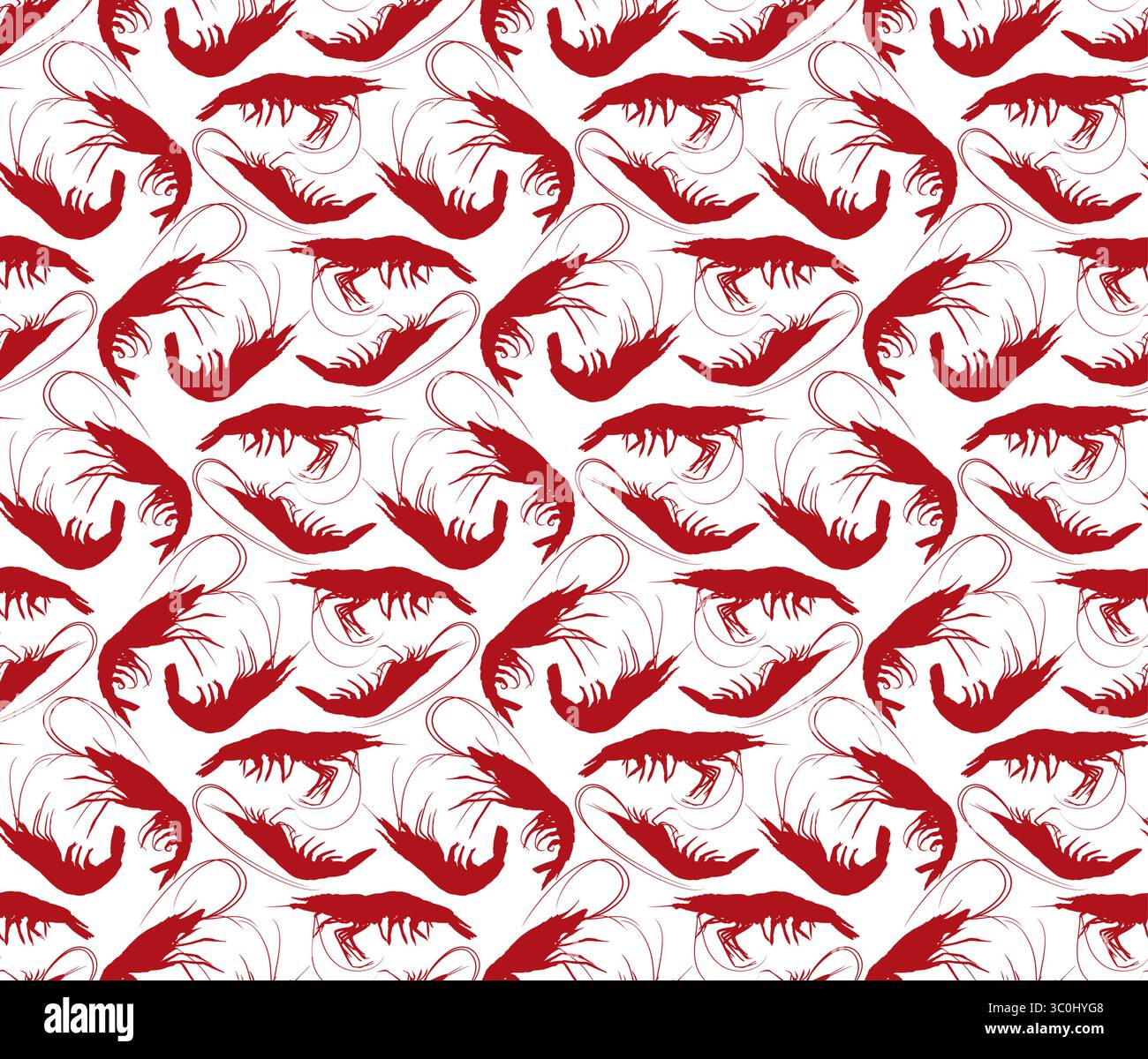 Seamless background with silhouettes of shrimp Stock Vector Image & Art ...