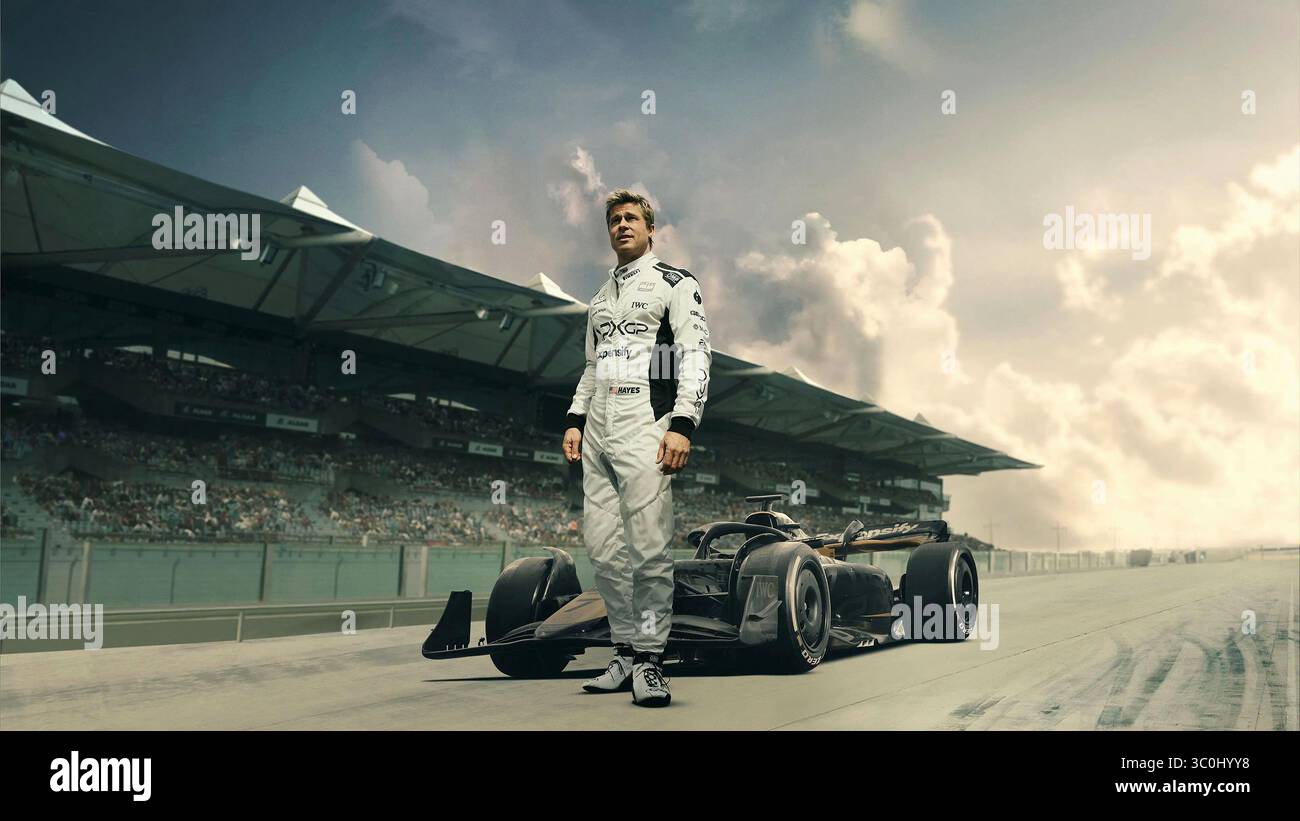 BRAD PITT in F1: THE MOVIE (2025), directed by JOSEPH KOSINSKI. Credit ...