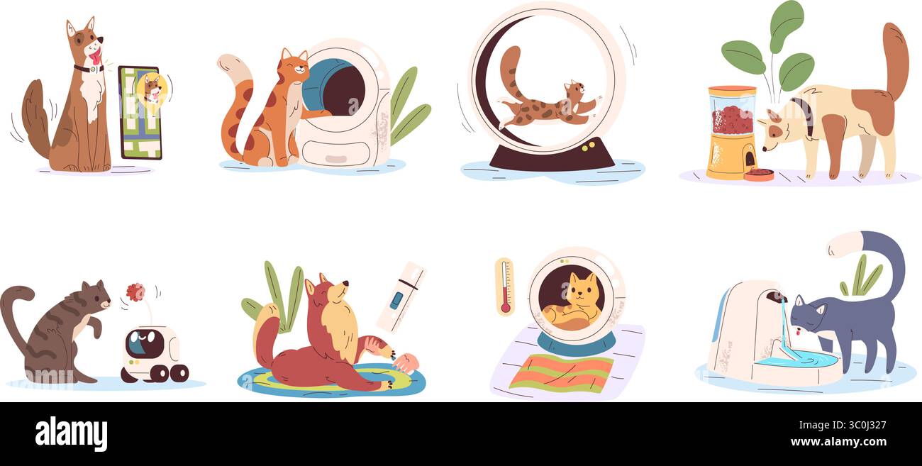 Pet gadgets. Smart devices for pets, ai innovation digital technology ...