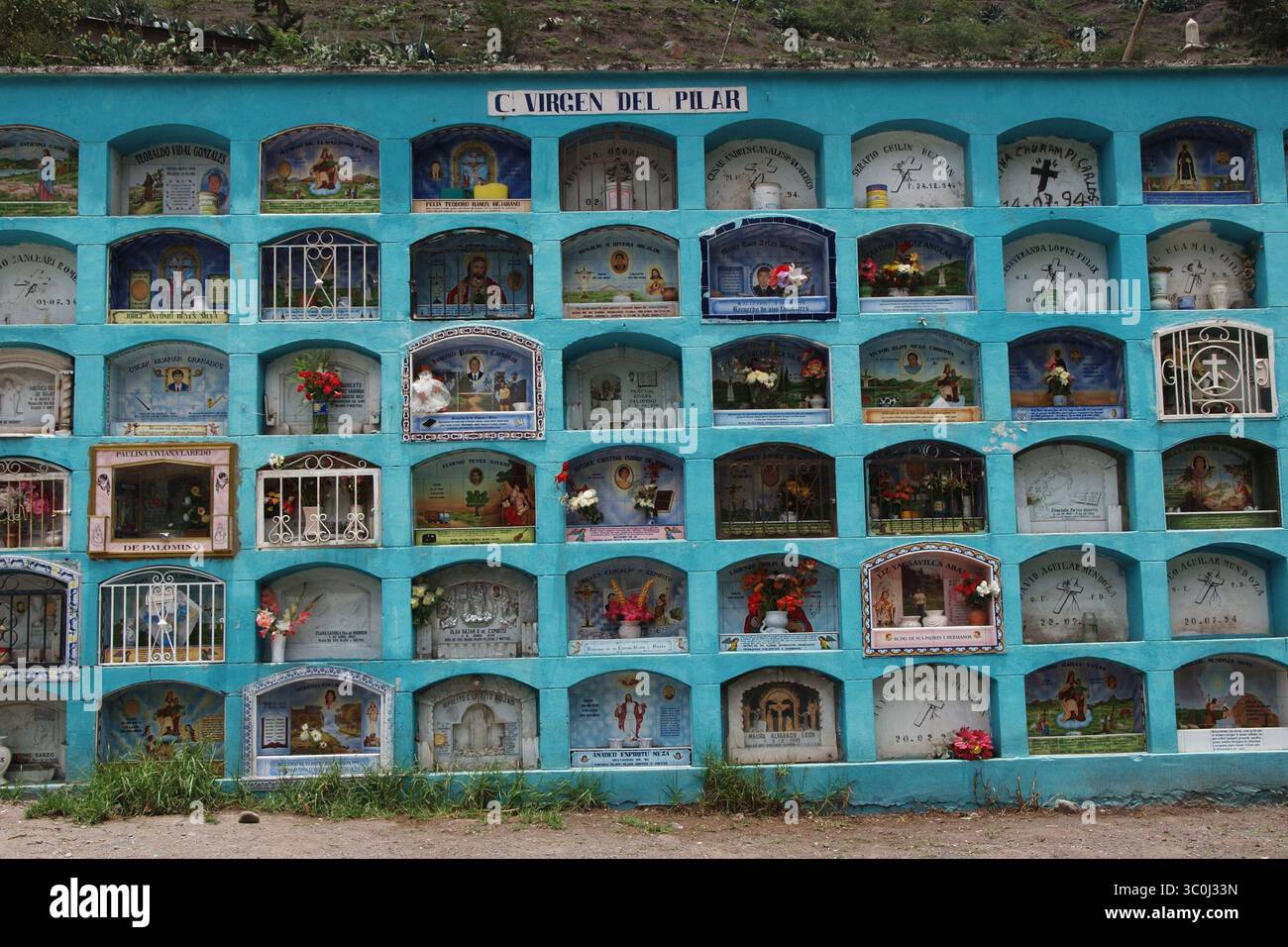 February 28, 2016 - Matucana, Huarochiri, Peru - Light blue niches ...