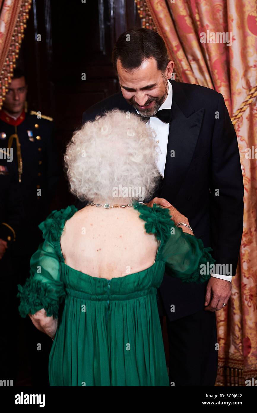 Prince Felipe and Princess Letizia attend an official dinner with Prince Charles & Camila ...