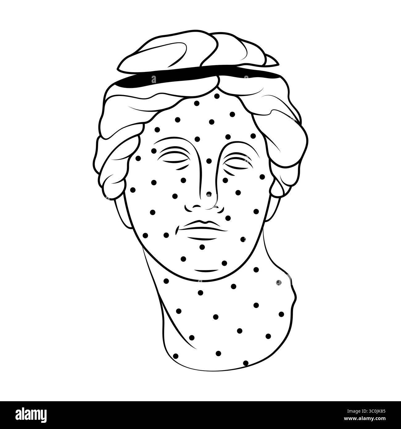 Vector woman statue head with dotted pattern. Element for Greek ...