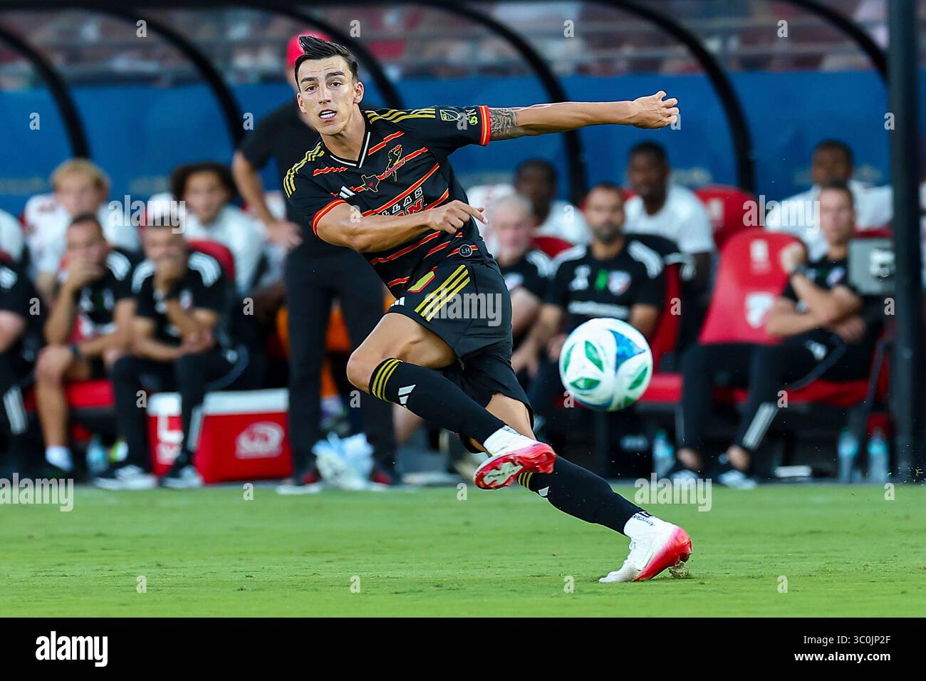 FRISCO, TX - JULY 19: FC Dallas forward Petar Musa (#9) passes the ball ...