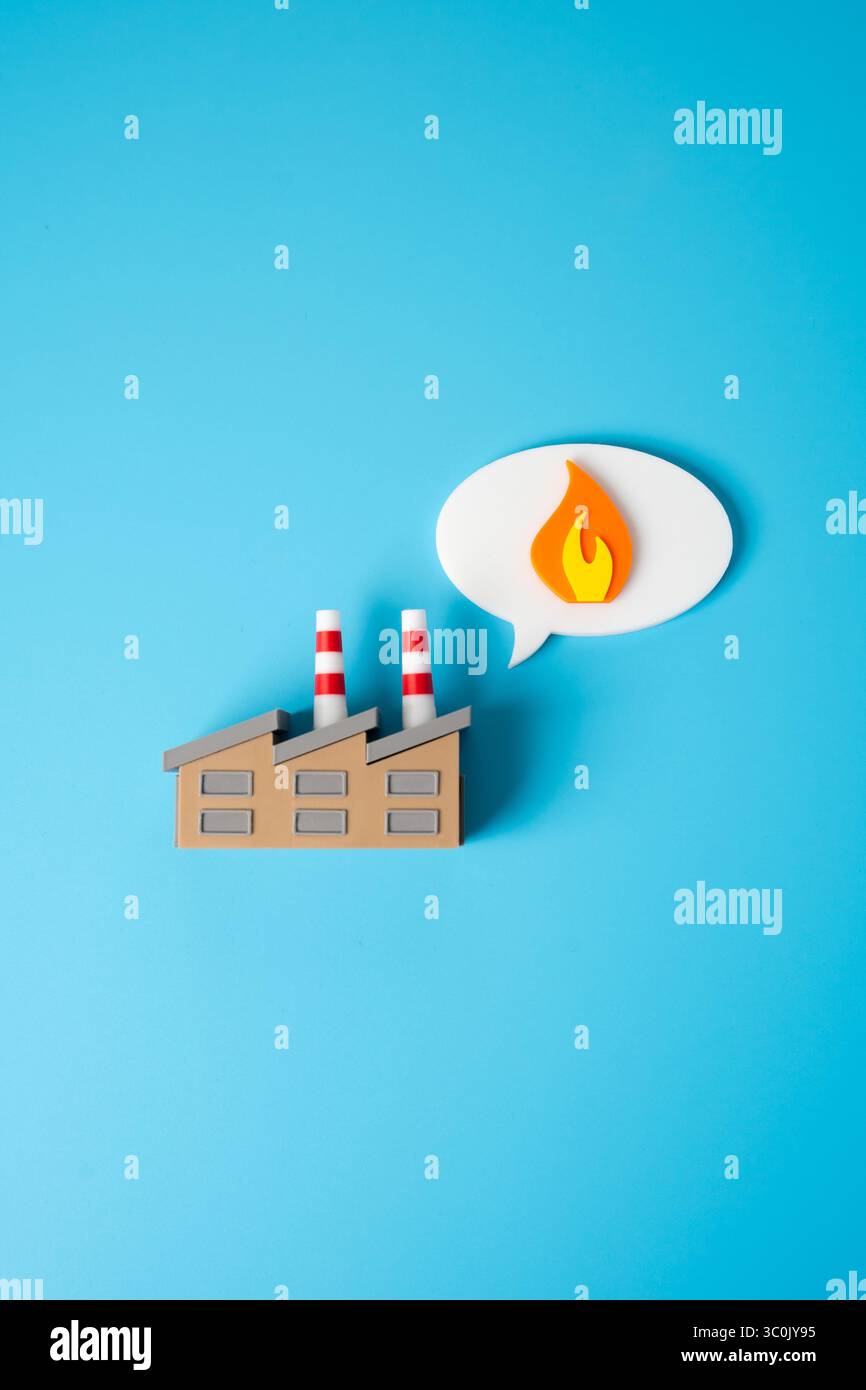 Factory and symbol of fire. Highest productivity and performance ...
