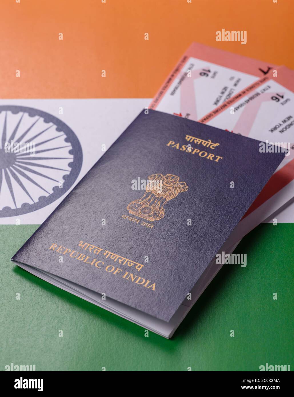 Indian passport and tickets for travelling, flying and doing business ...