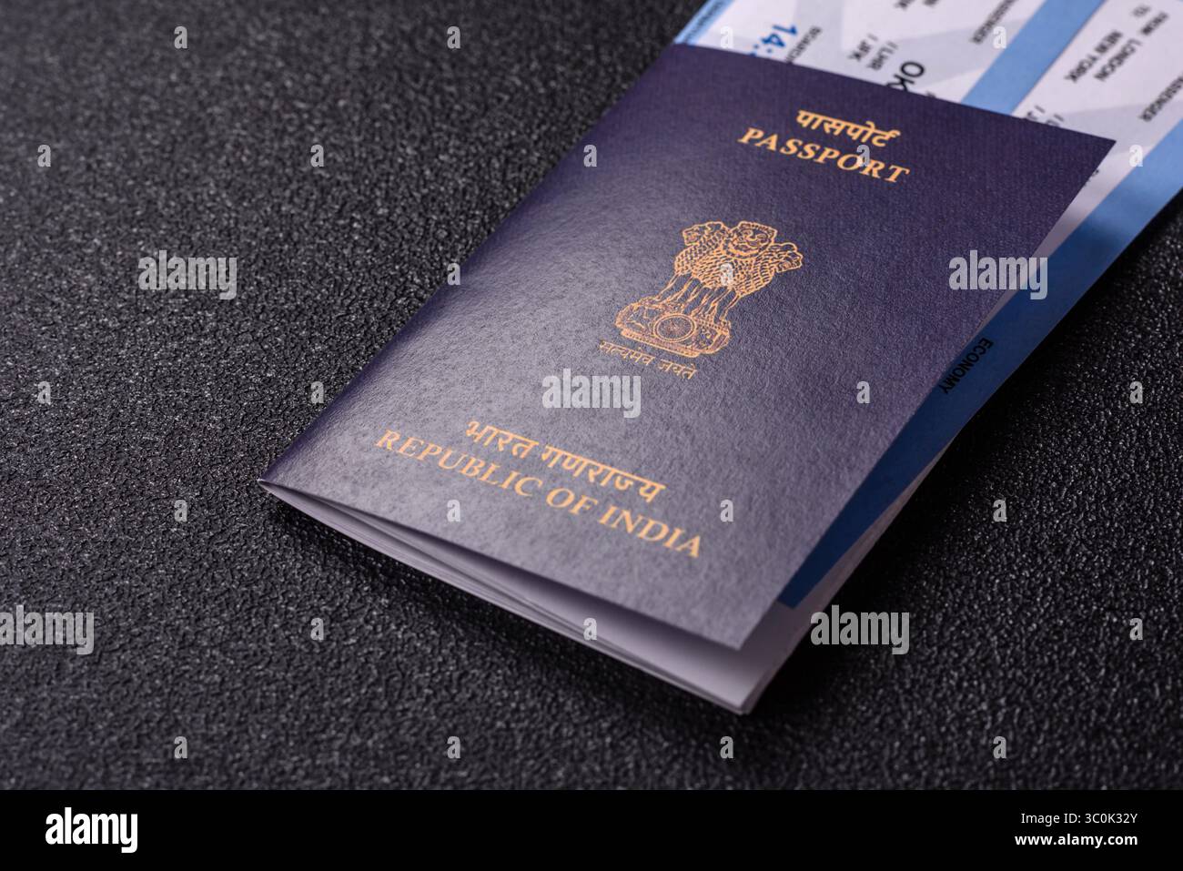Indian passport and tickets for travelling, flying and doing business ...