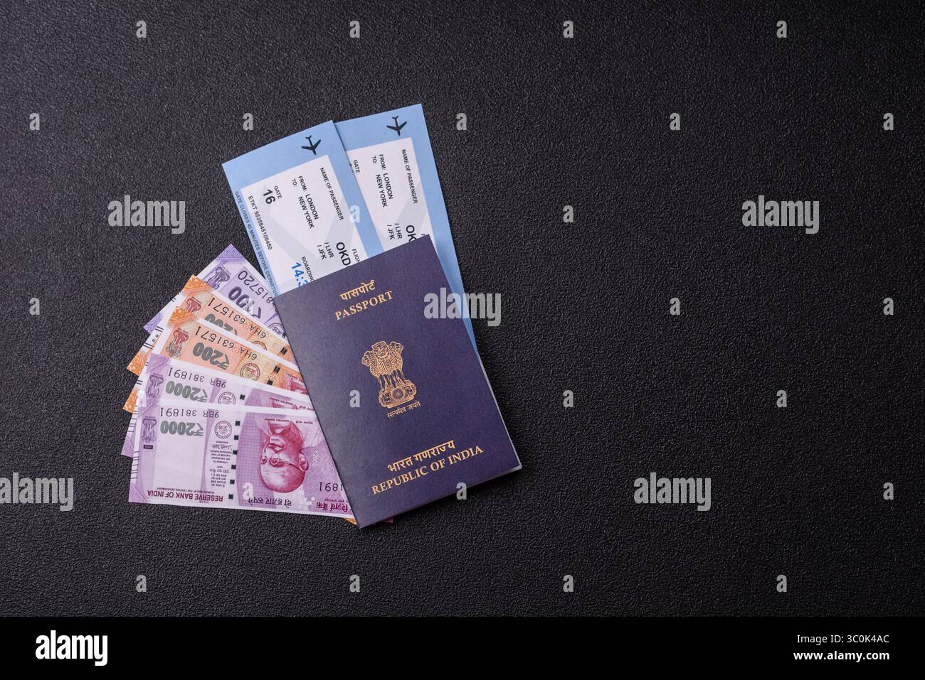 Indian passport and tickets for travelling, flying and doing business ...