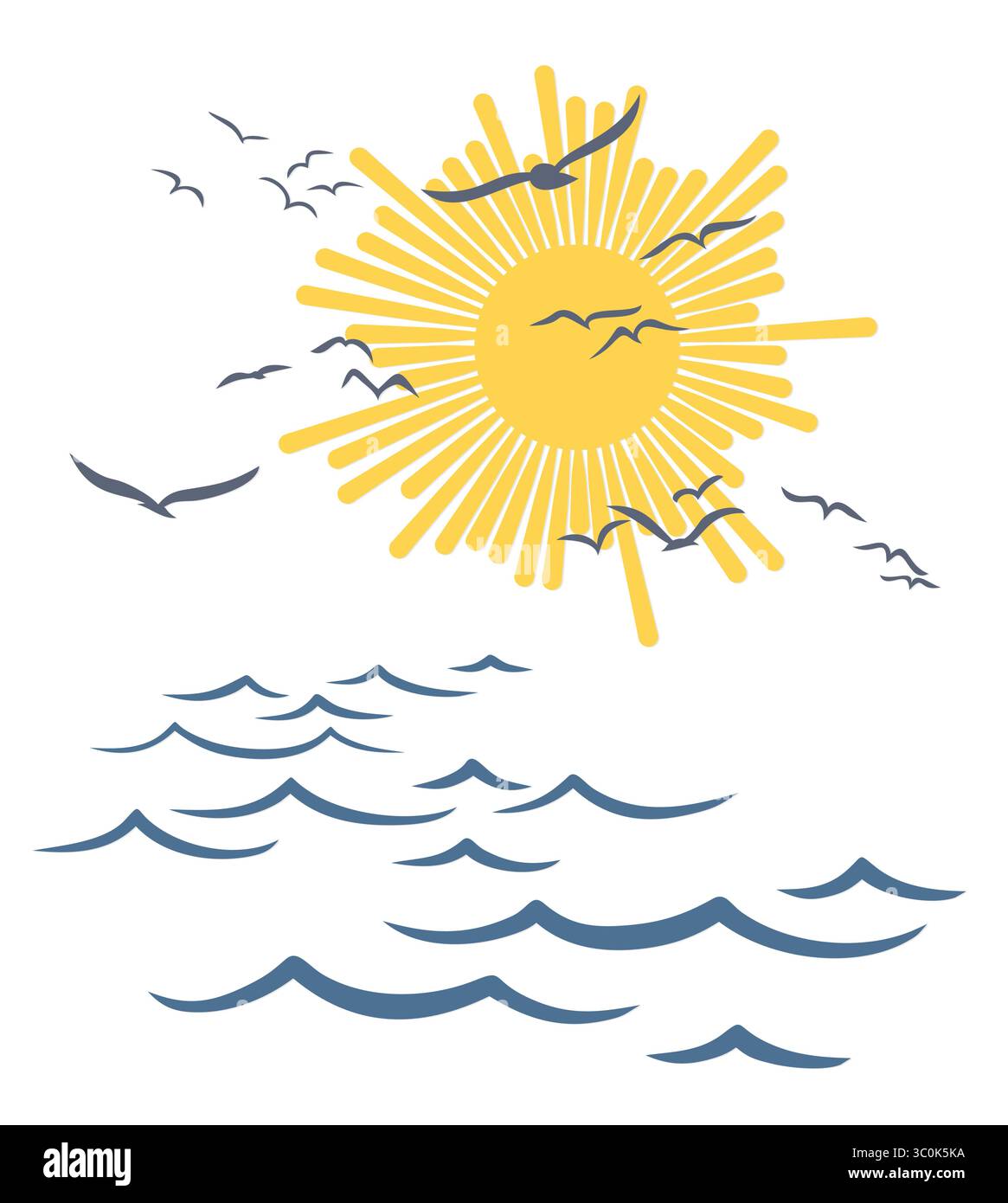 Seagull in sea landscape Stock Vector Images - Alamy