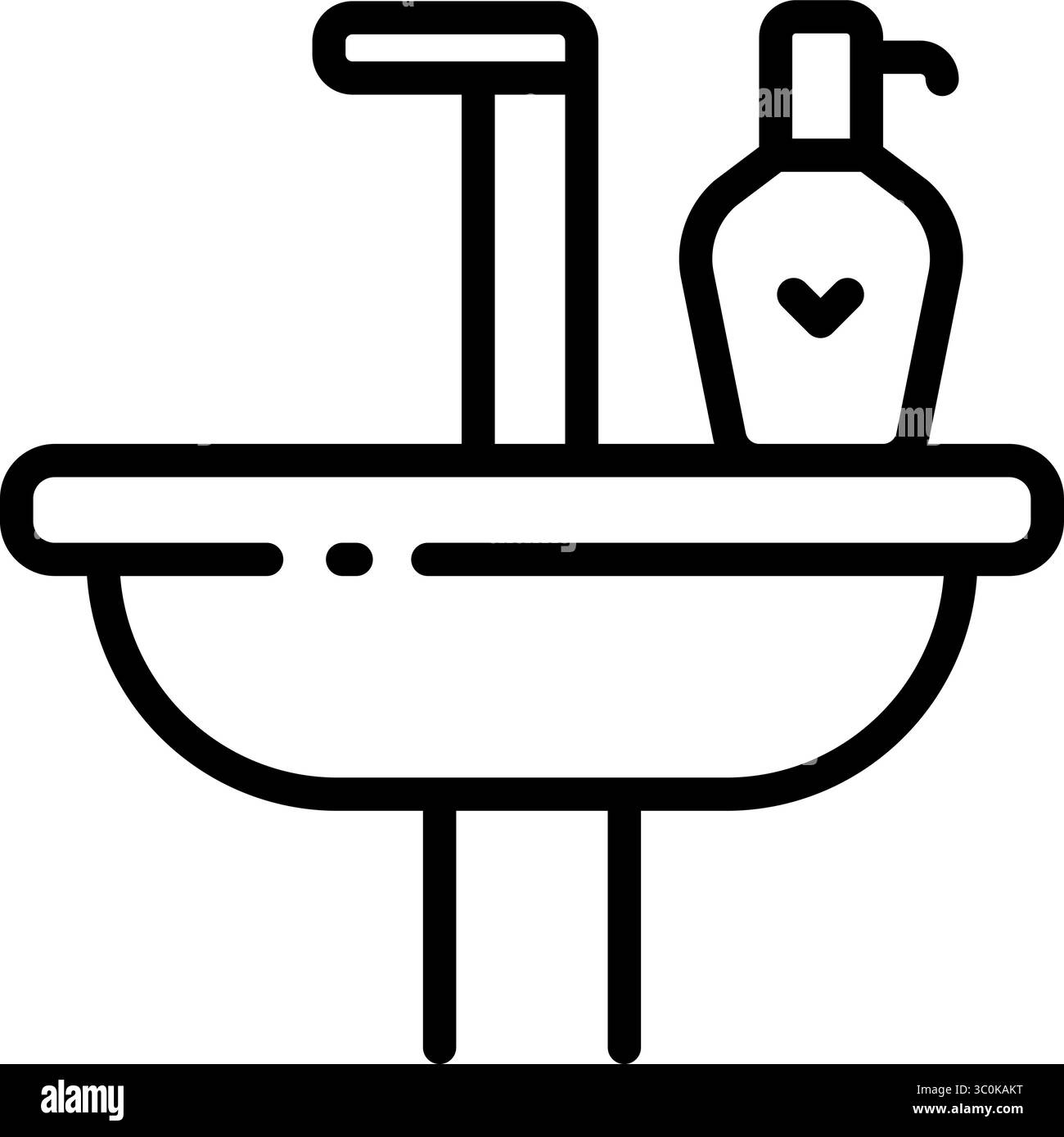 Sink and Hand Soap Outline Icon. Home ceramic sink for toilet bathroom ...