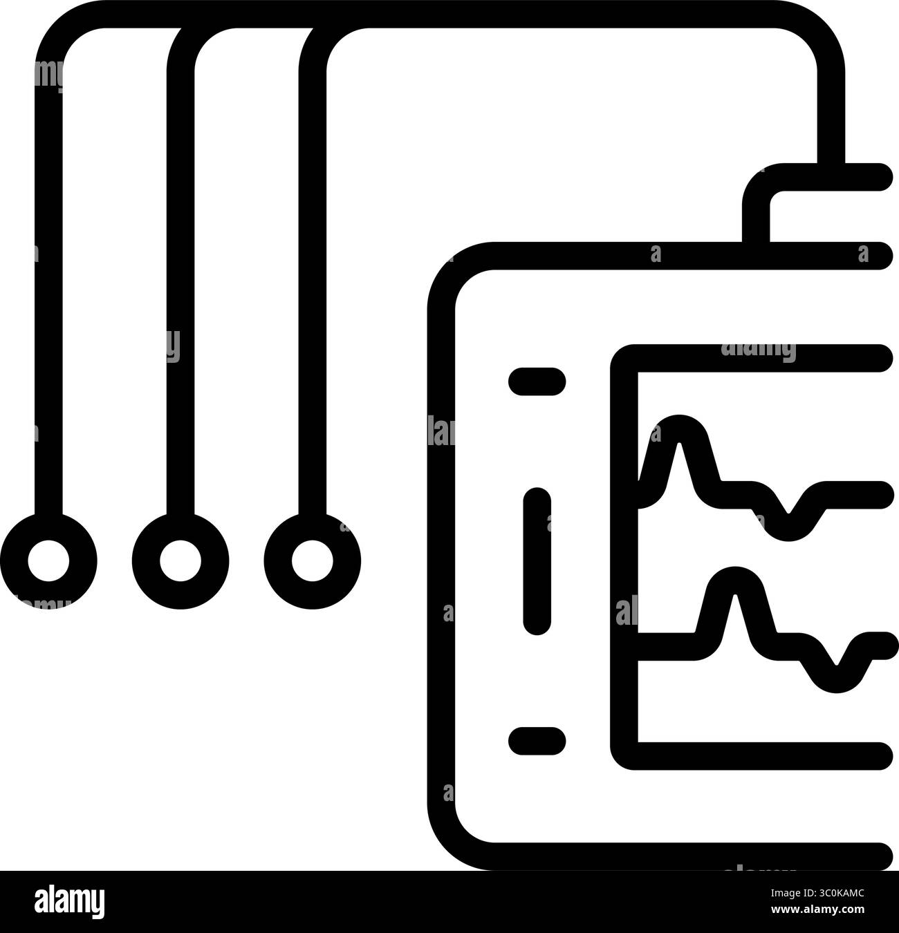 Cardiogram monitoring outline icon. Holter monitoring system. Heart ...