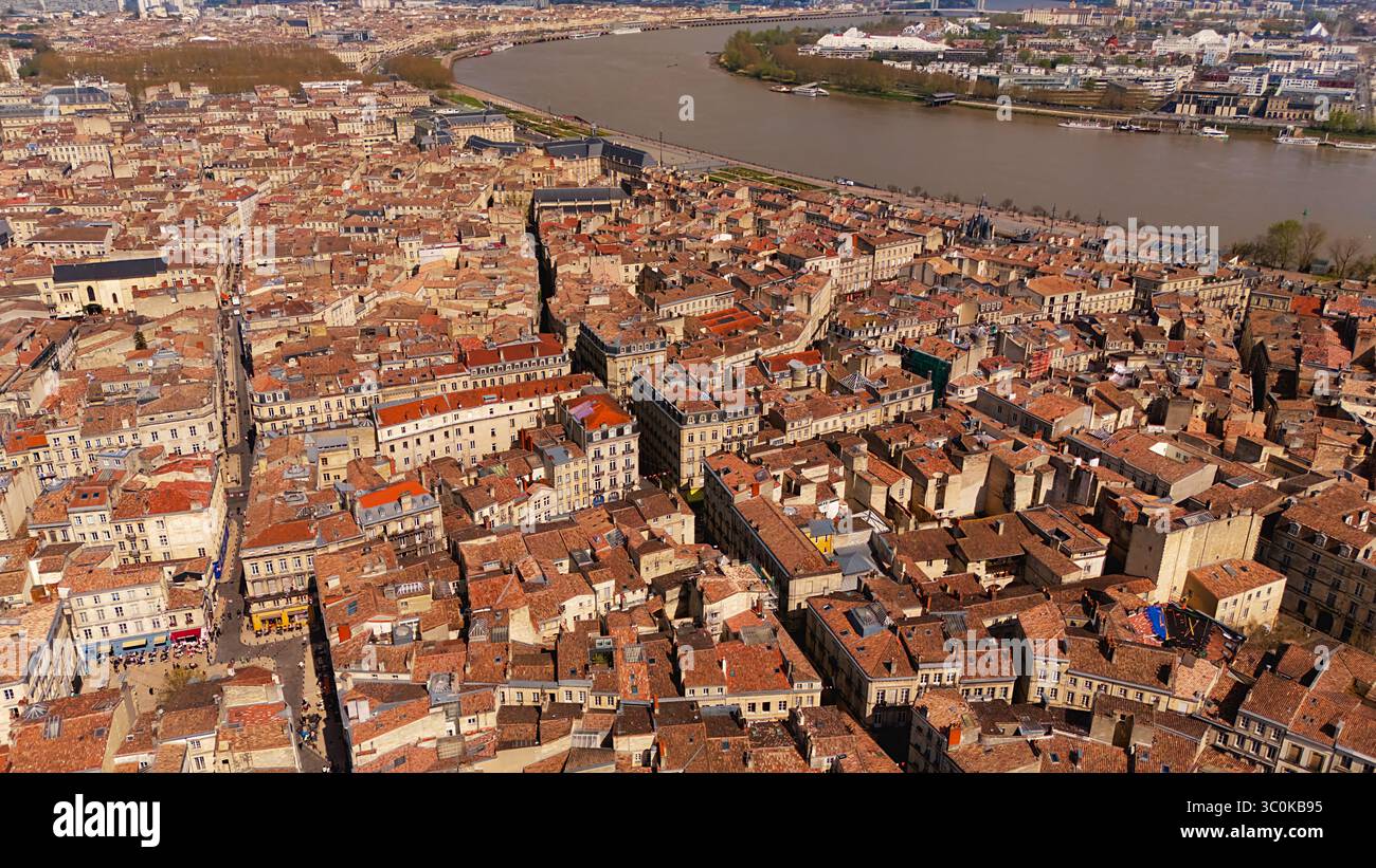 Aerial view of Bordeaux France with Garonne River March 30 2025 Stock ...