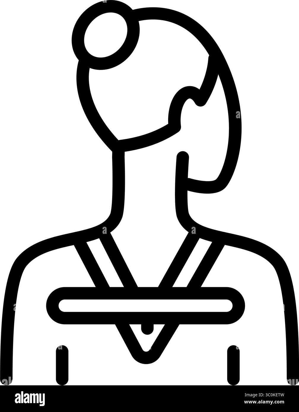 Neck kinesio tape strips outline icon. Application neck kinesio taping ...