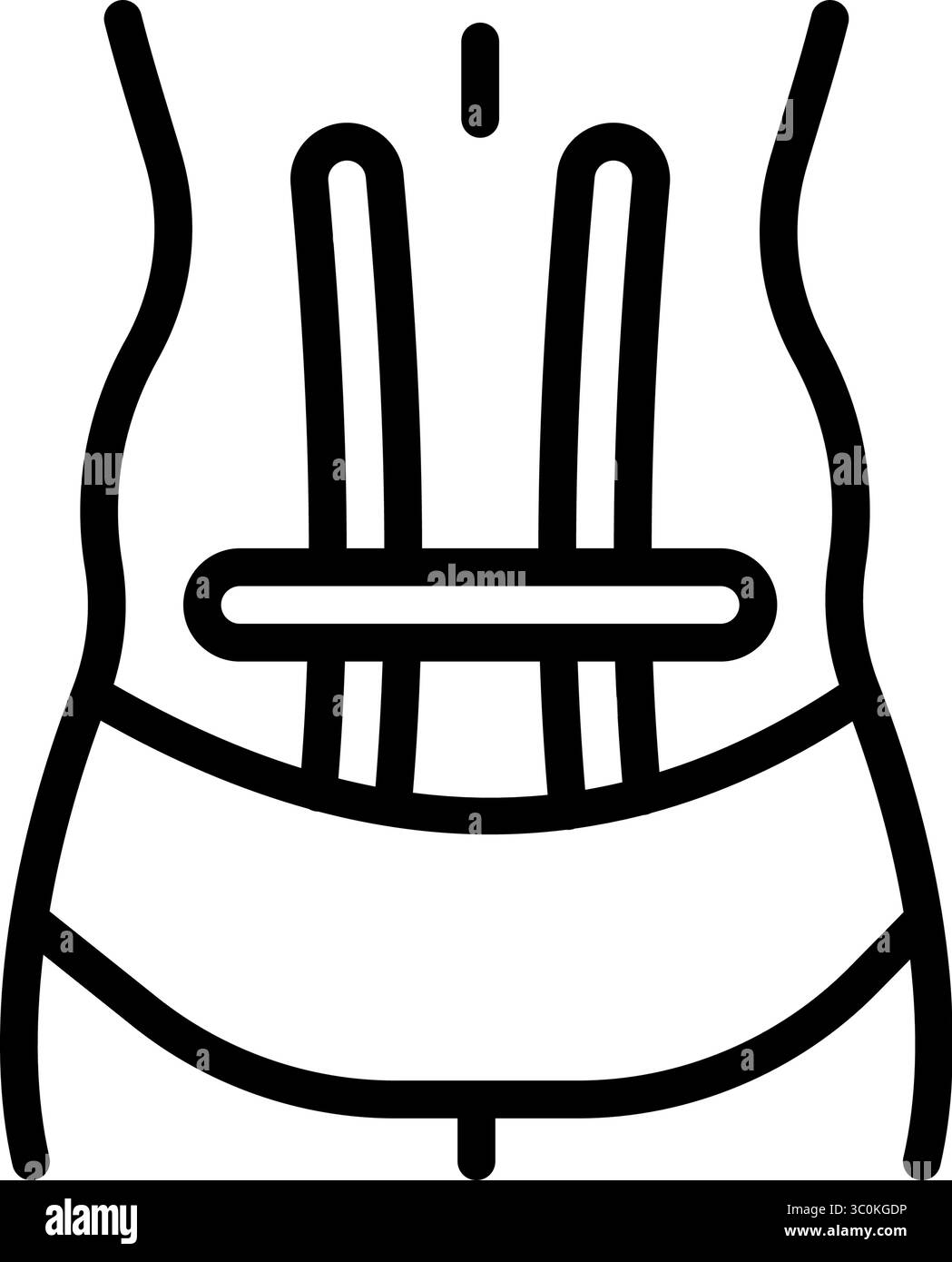 Sacrum kinesio tape strips spine outline icon. Elastic therapeutic tape ...