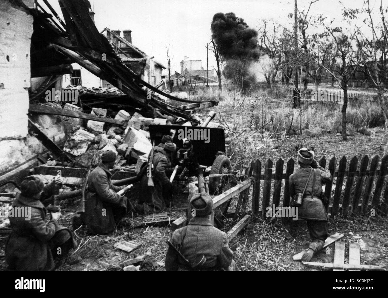Russian soldiers attacking a German tank in Stalingrad (now Volgograd ...