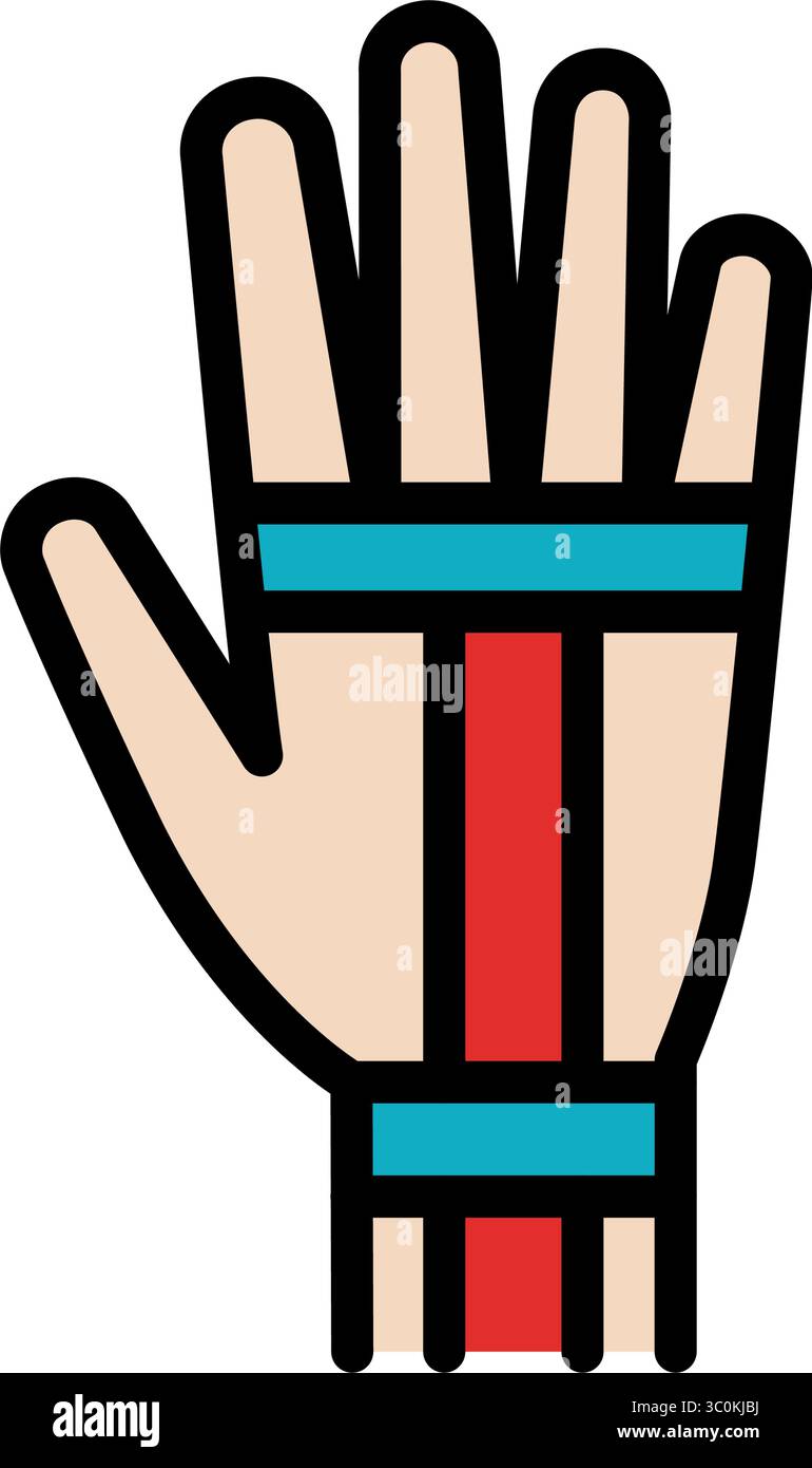 Wrist kinesio tape strips color icon. Elastic therapeutic tape. Muscles ...