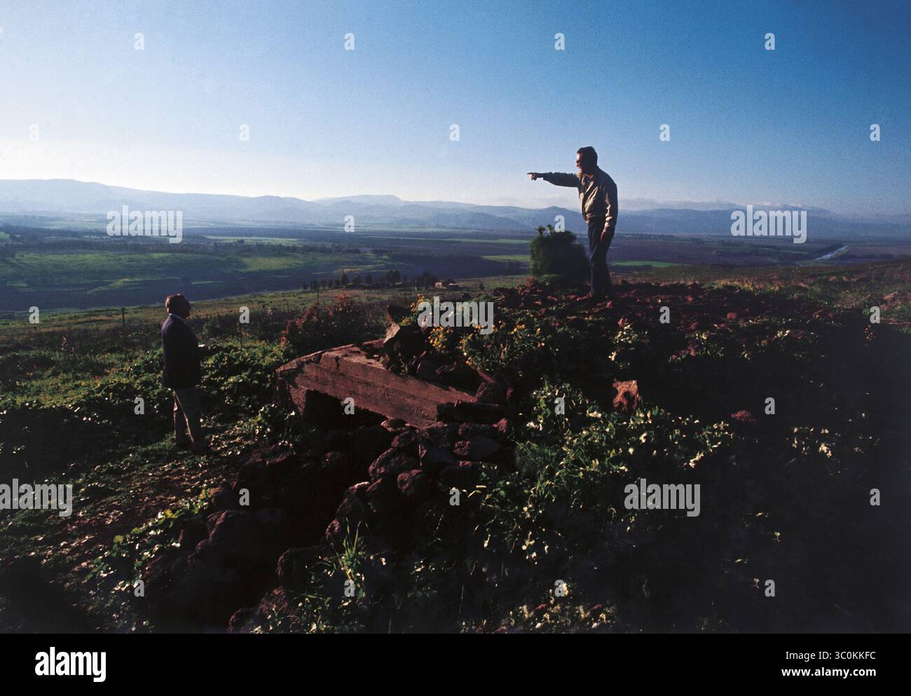From a casemate, besieged on June 5, 1967, an Israeli officer indicates ...