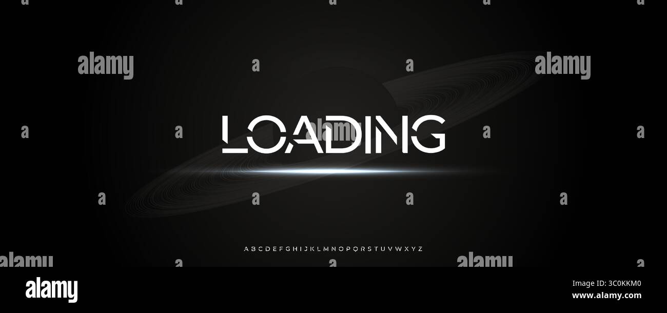Futuristic Loading Typography with Saturn Rings and Abstract Cut Letters, Ideal for Space Tech ...