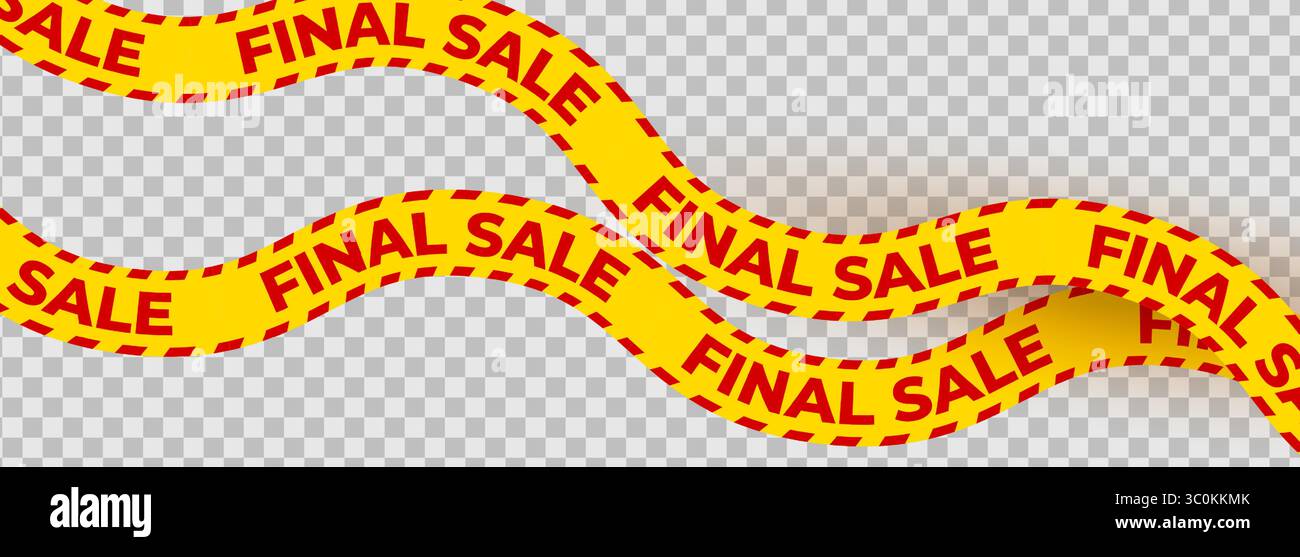 Final sale ribbon, yellow warning stripe, smooth wavy tape for urgency ...