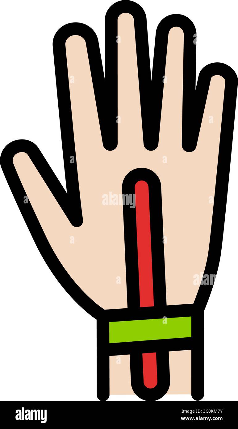 Wrist kinesio tape strips icon. Elastic therapeutic tape. Muscles ...